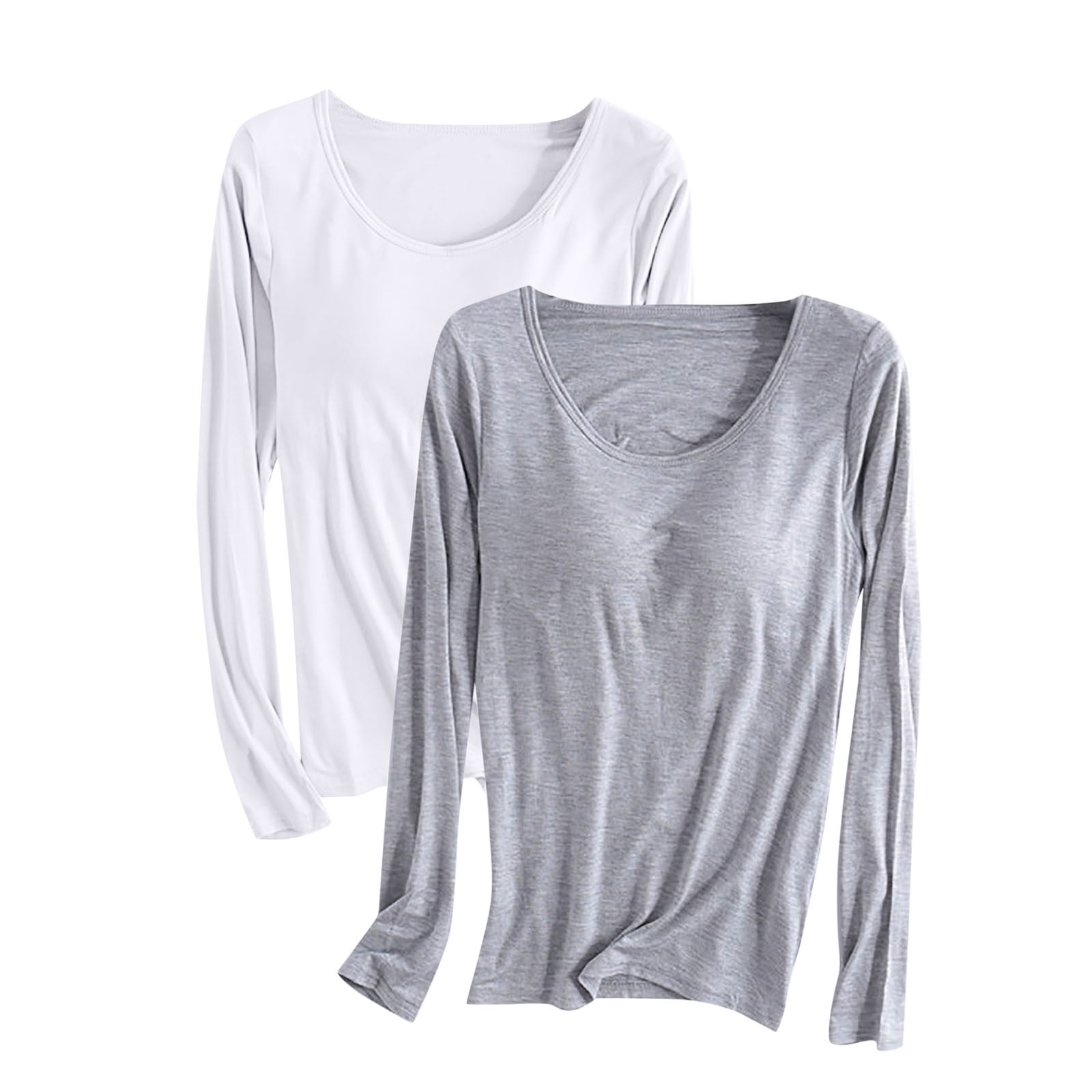 Kaemgyyd 2 Pack Sleepwear for Women Plus Size Crew Neck Long Sleeve ...