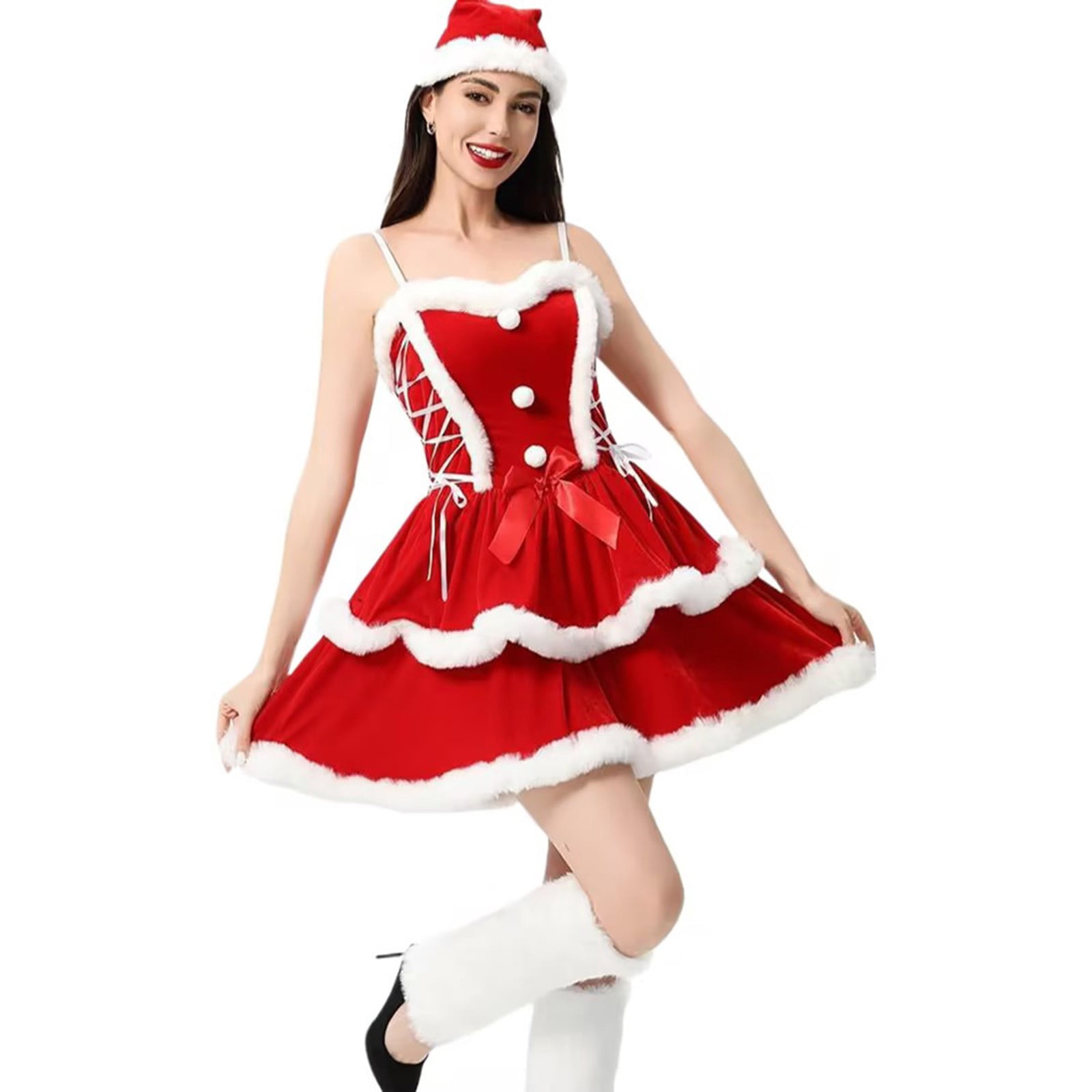 Kaemgyyd 2 Piece Christmas Set for Women Fashion Cute High Waist Tiered ...