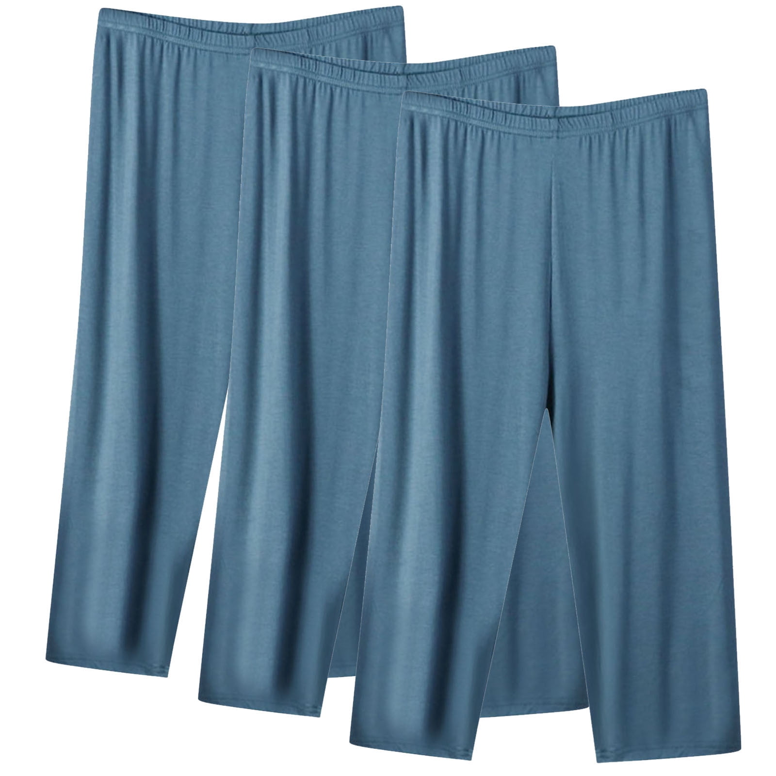 Kaemgyyd 3 Pack Women's Pajama Bottoms Plus Size Capri Lounge Sleepwear Soft Cropped Pajama ...