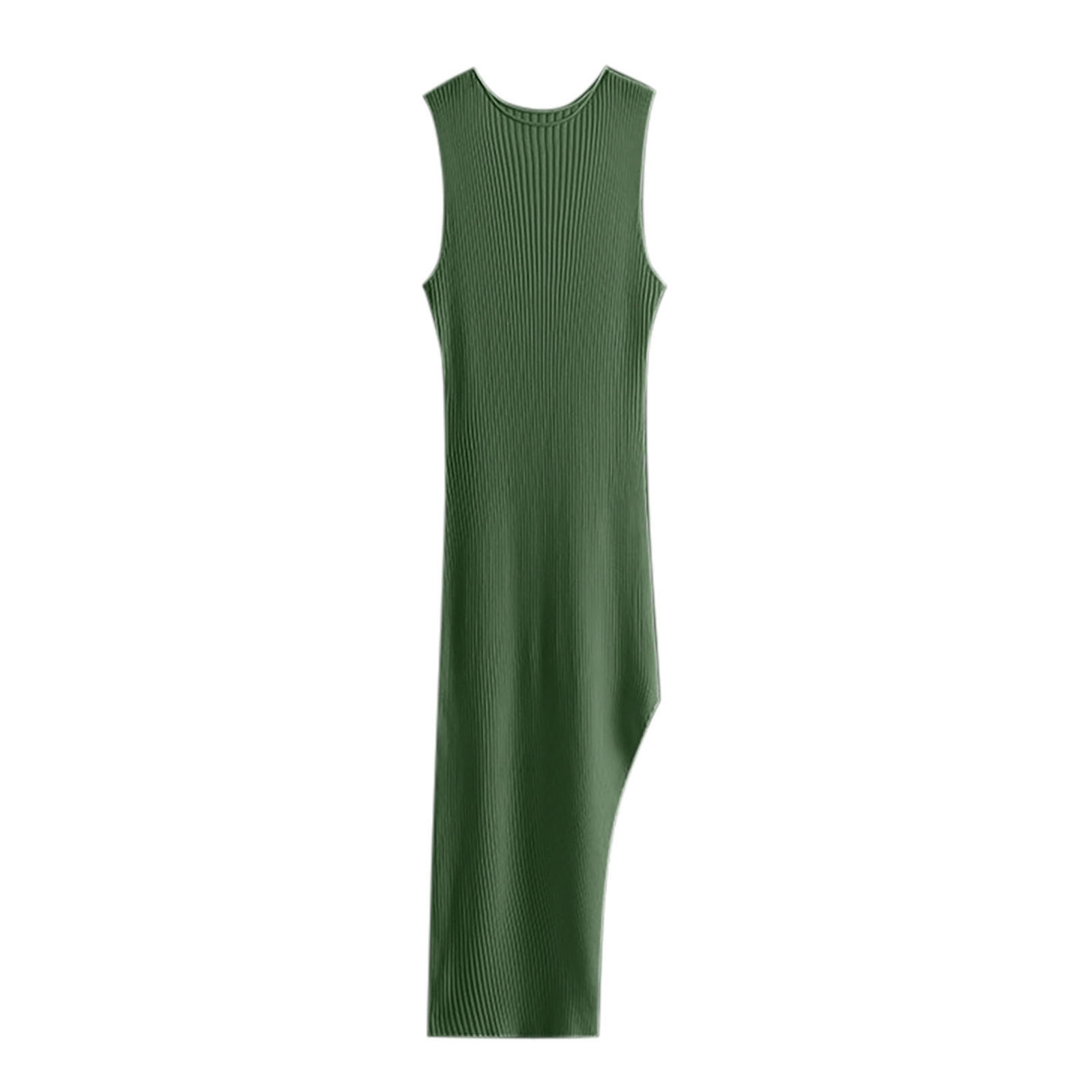 Kaemgyyd Bodycon Dress for Women Crew Neck Ribbed Sleeveless Pencil ...
