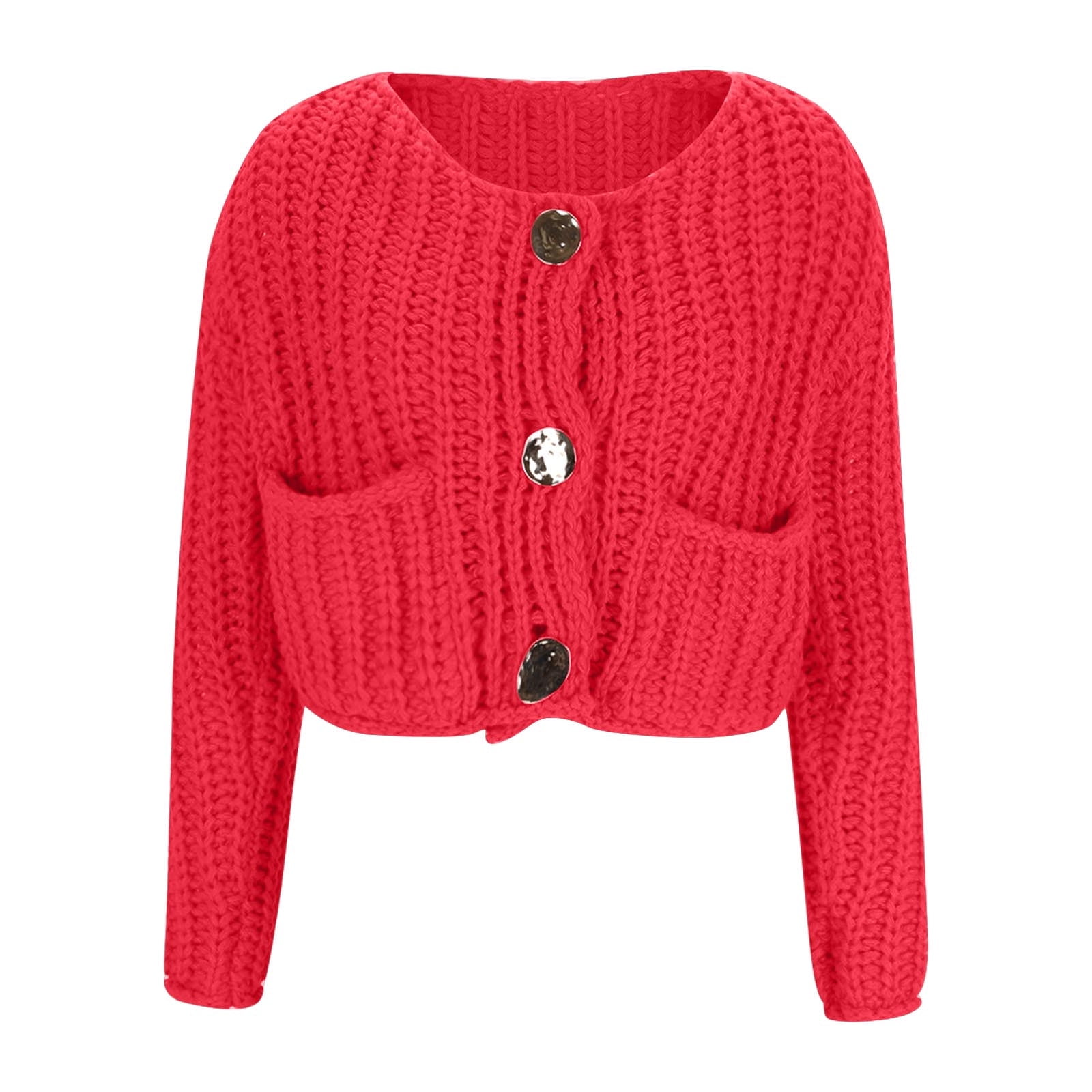 Kaemgyyd Cardigan Sweaters for Women Fall Crochet Knit Button down Crop ...