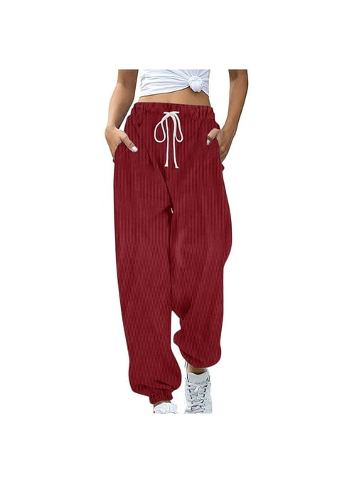 Sweatpants for Women Casual Trousers High Elastic Waist Drawstring with ...