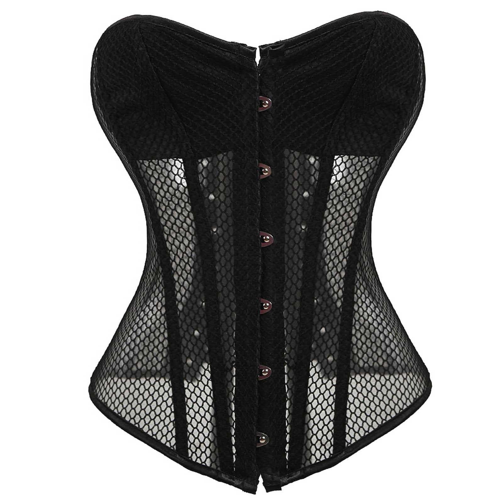 Kaemgyyd Corset Tops for Women Fashion See Through Mesh Bodyshaper ...
