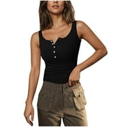 SUNBS Tank Tops for Women, Ribbed Sleeveless Henley Racerback Camisole ...
