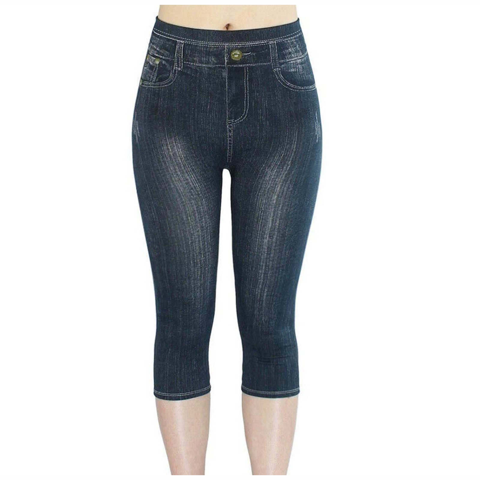 Kaemgyyd Leggings for Women Fashion Jean Look High Waist Butt Lifting ...