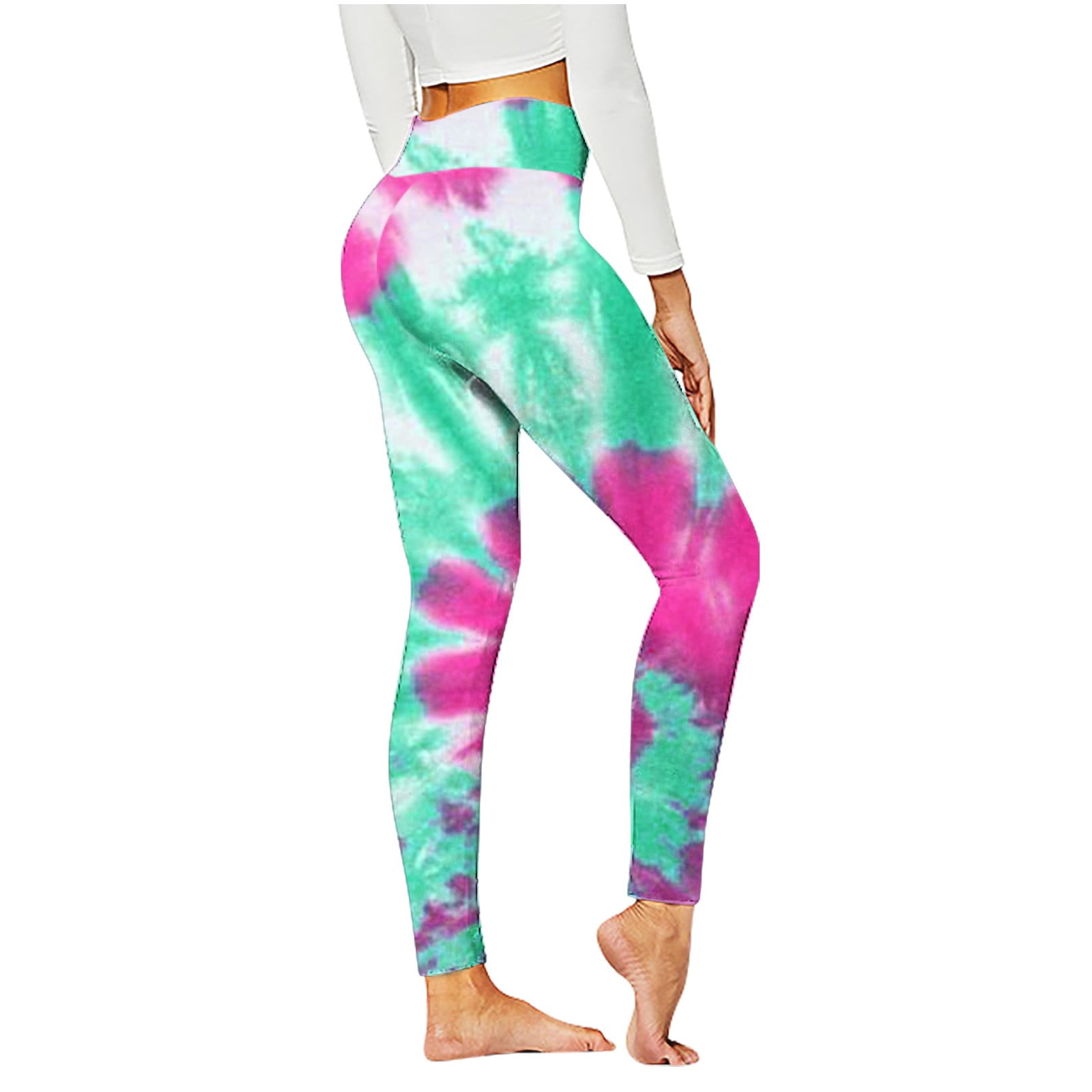 Kaemgyyd Leggings for Women Trendy High Waisted Butt Lift Yoga Pants Casual Slimming Tie-Dye ...