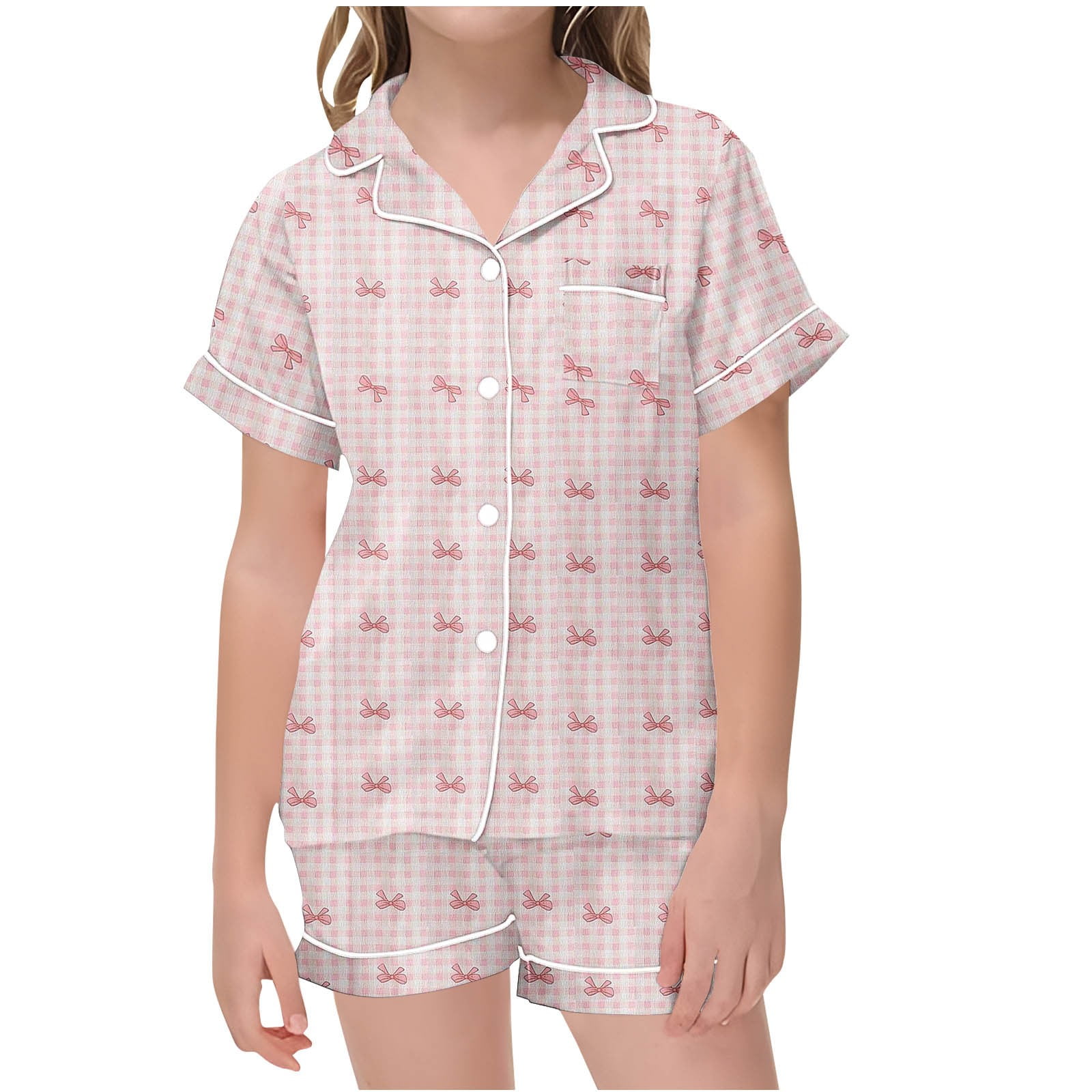 Kaemgyyd Little Boys Girls Short Satin Pajamas Set Cute Print Silk Pjs ...