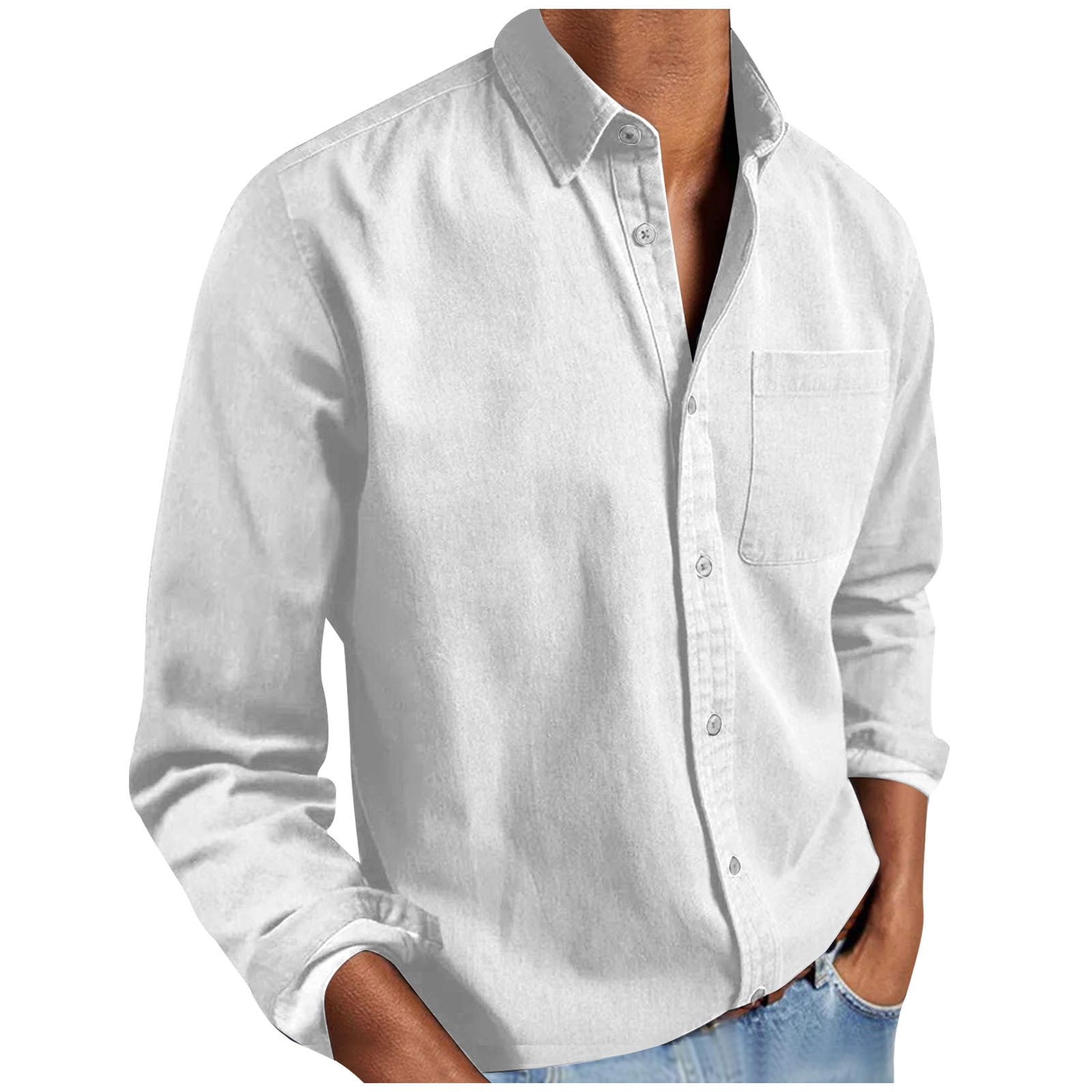 Kaemgyyd Long Sleeve Shirts for Men Solid Color Button down Tops with ...