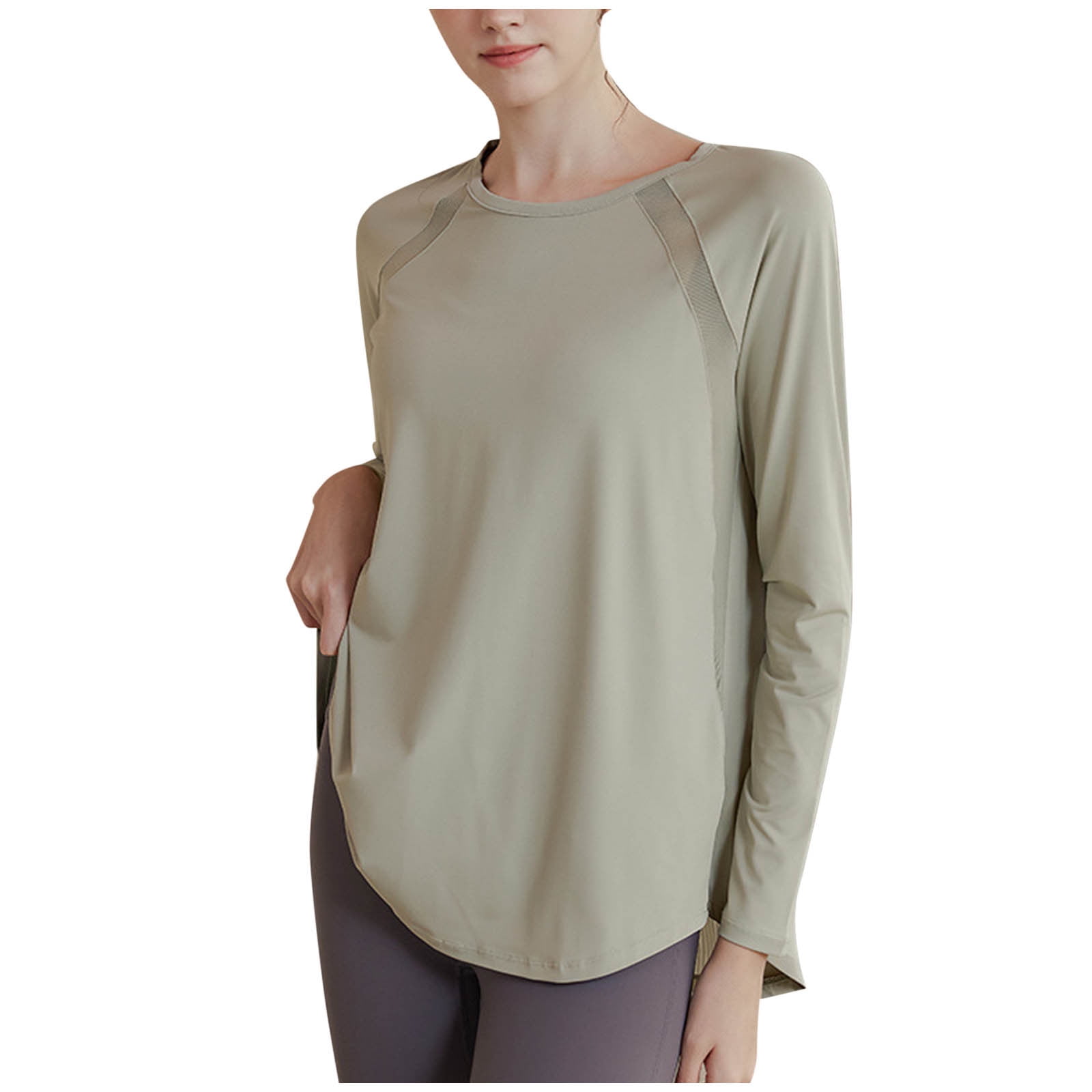 Kaemgyyd Long Sleeve Workout Tops for Women Plus Size Loose Yoga Tee ...