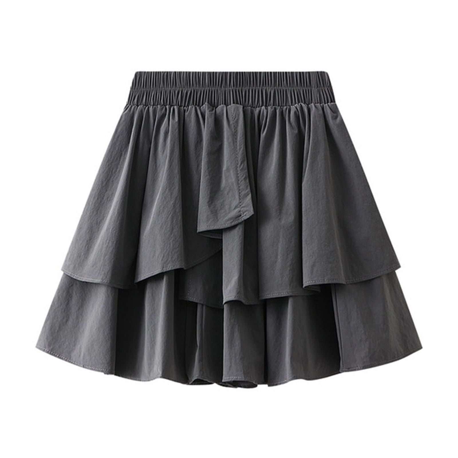 Kaemgyyd Mini Skirt for Women Casual Loose Elastic High Waist Ruffle ...