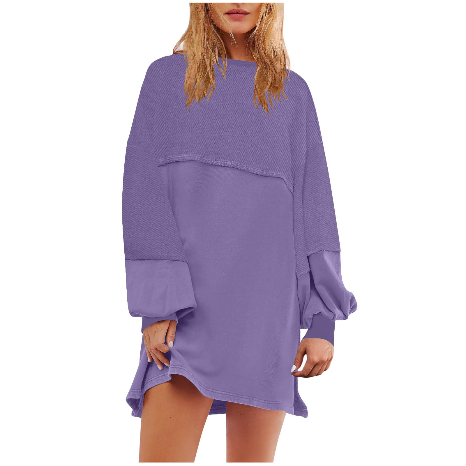 Kaemgyyd Oversized Dresses for Women Casual Solid Puff Long Sleeve ...