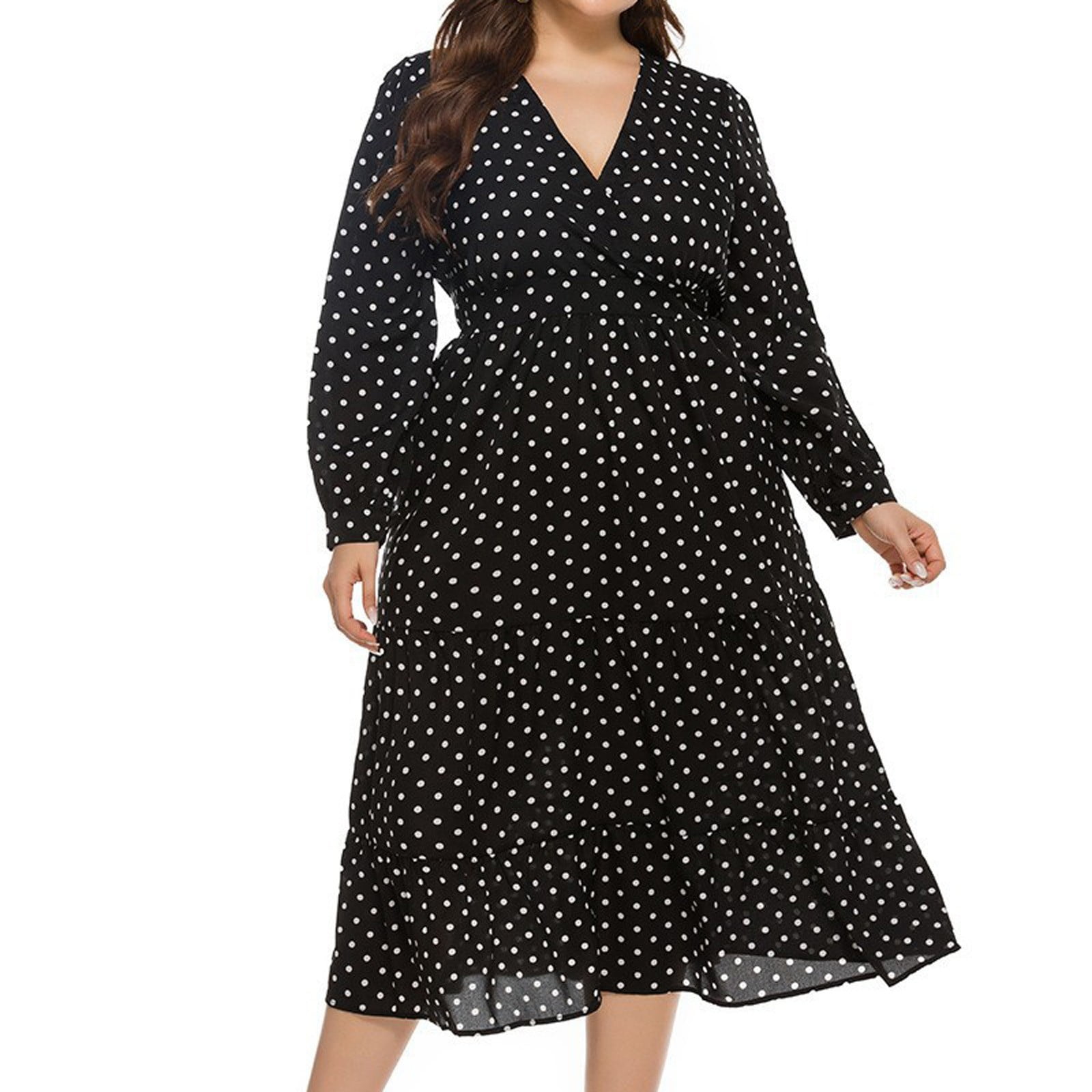 Kaemgyyd Plus Size Womens Dresses Boho V Neck Flowy Midi Dress Casual ...