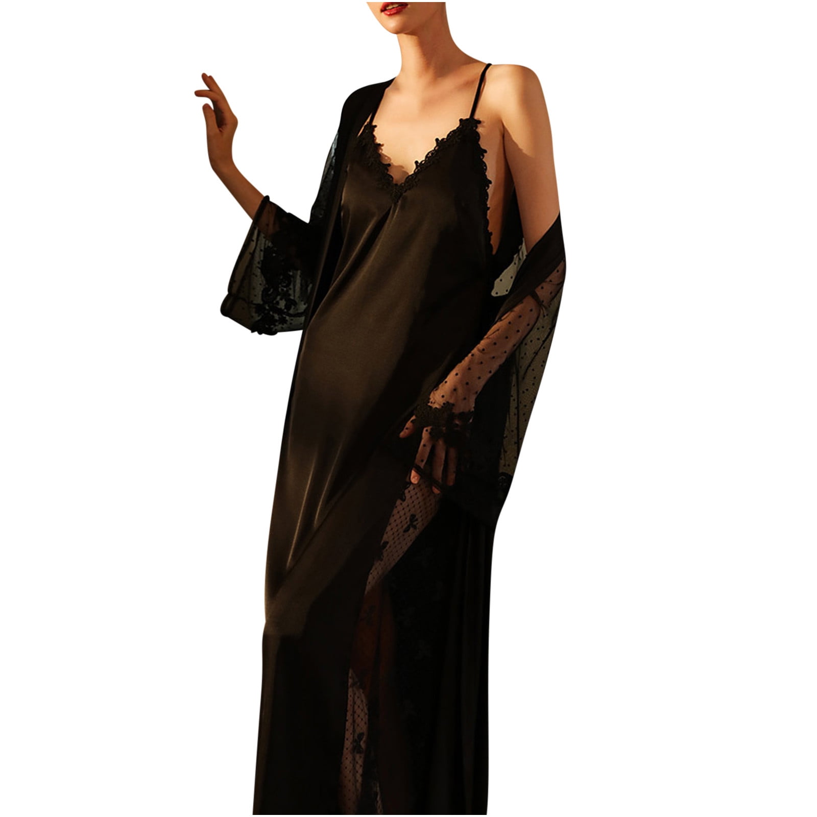 Kaemgyyd Satin Nightgowns for Women Soft Comfy Maxi Pajamas Sleepwear ...