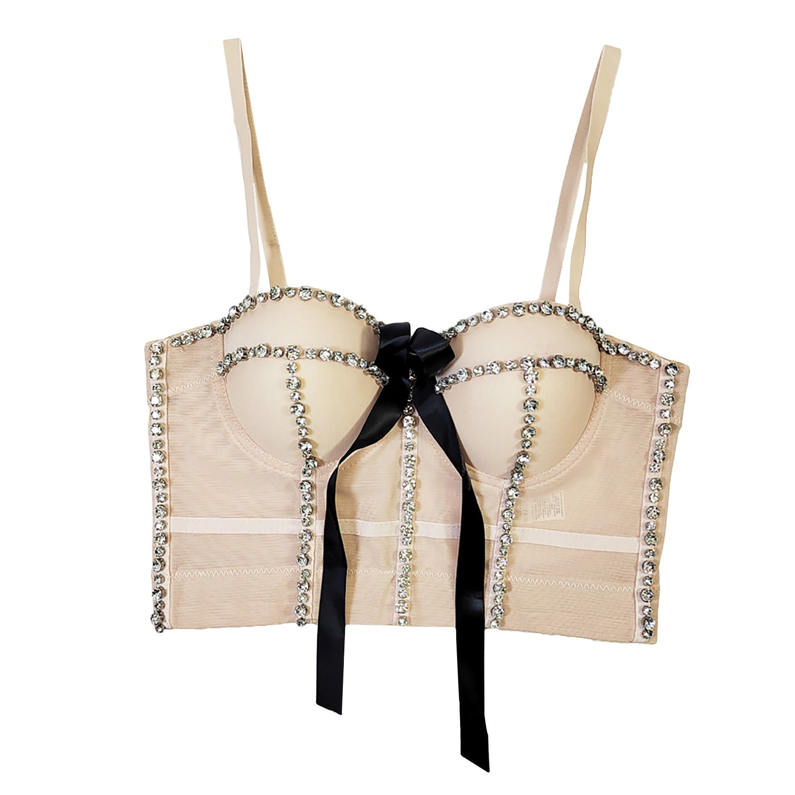 Kaemgyyd Sequin Bralette for Women Cute Bow Spaghetti Strap Crop Tops ...