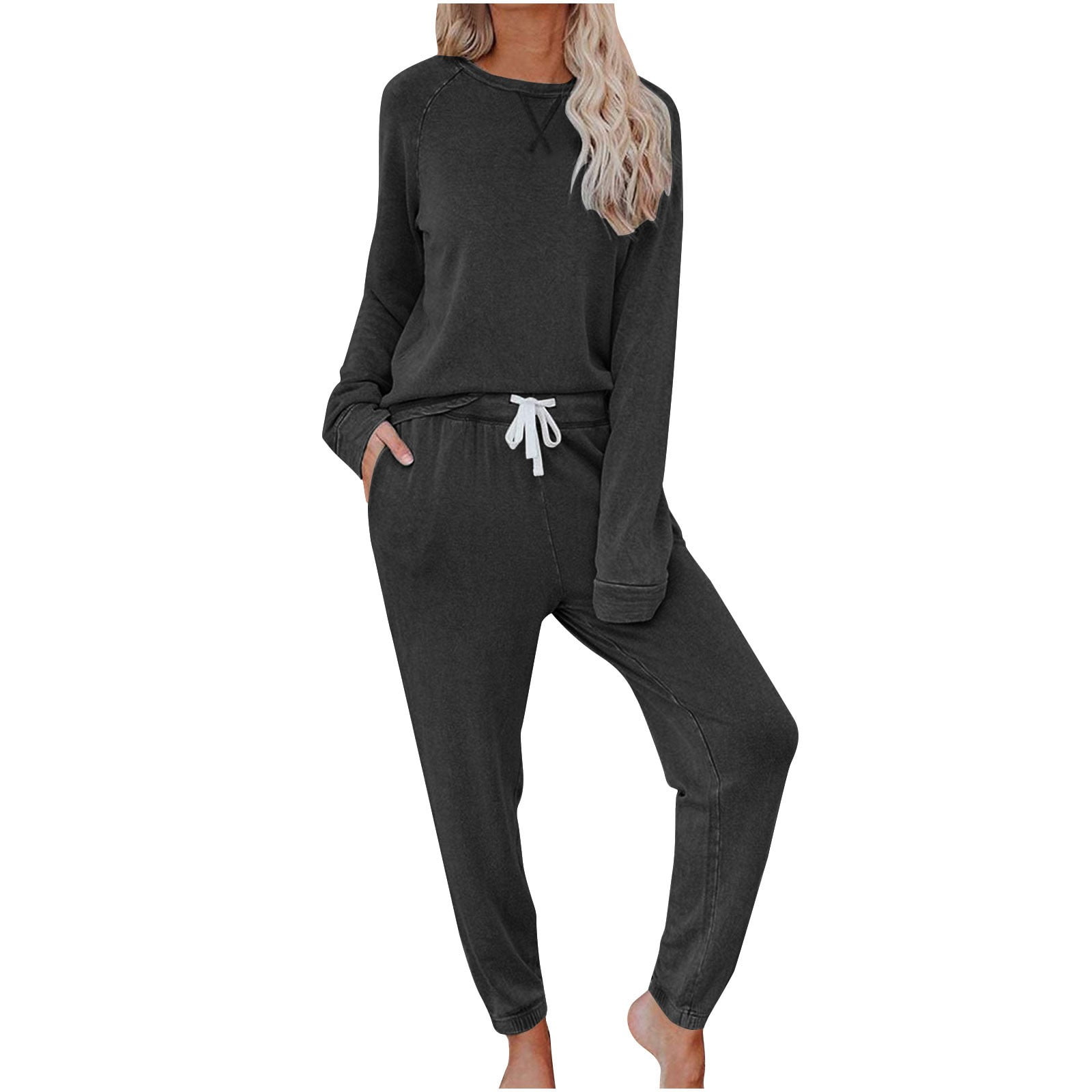 Kaemgyyd Sweatsuits for Women 2 Piece Set Jogging Suit Long Sleeve Crew ...