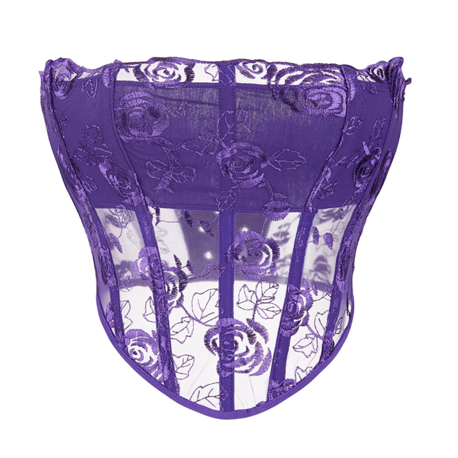 Kaemgyyd Vintage Renaissance Corset Top for Women See Through Print ...