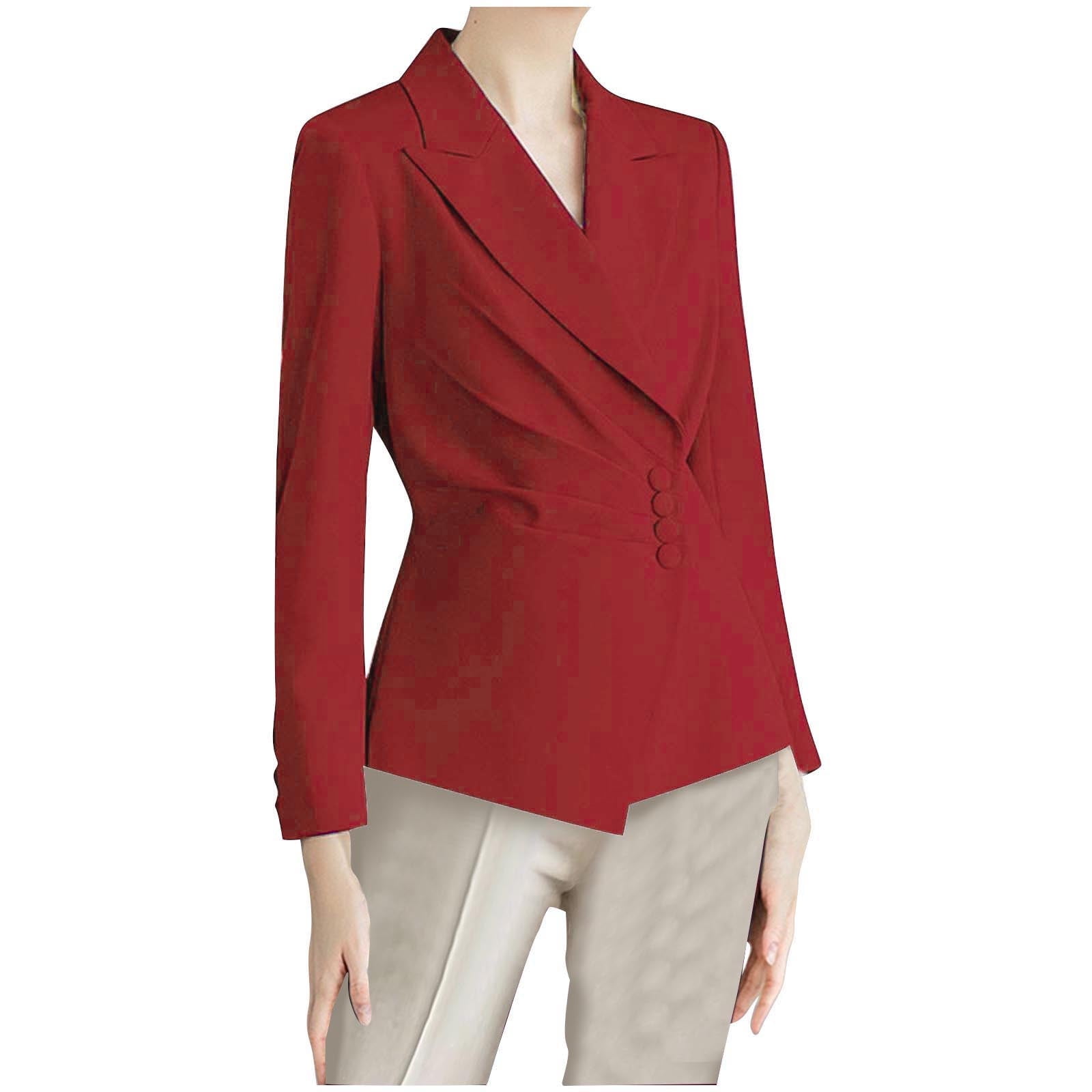 Kaemgyyd Women's Casual Blazer Fashion Long Sleeve Button Work Office ...