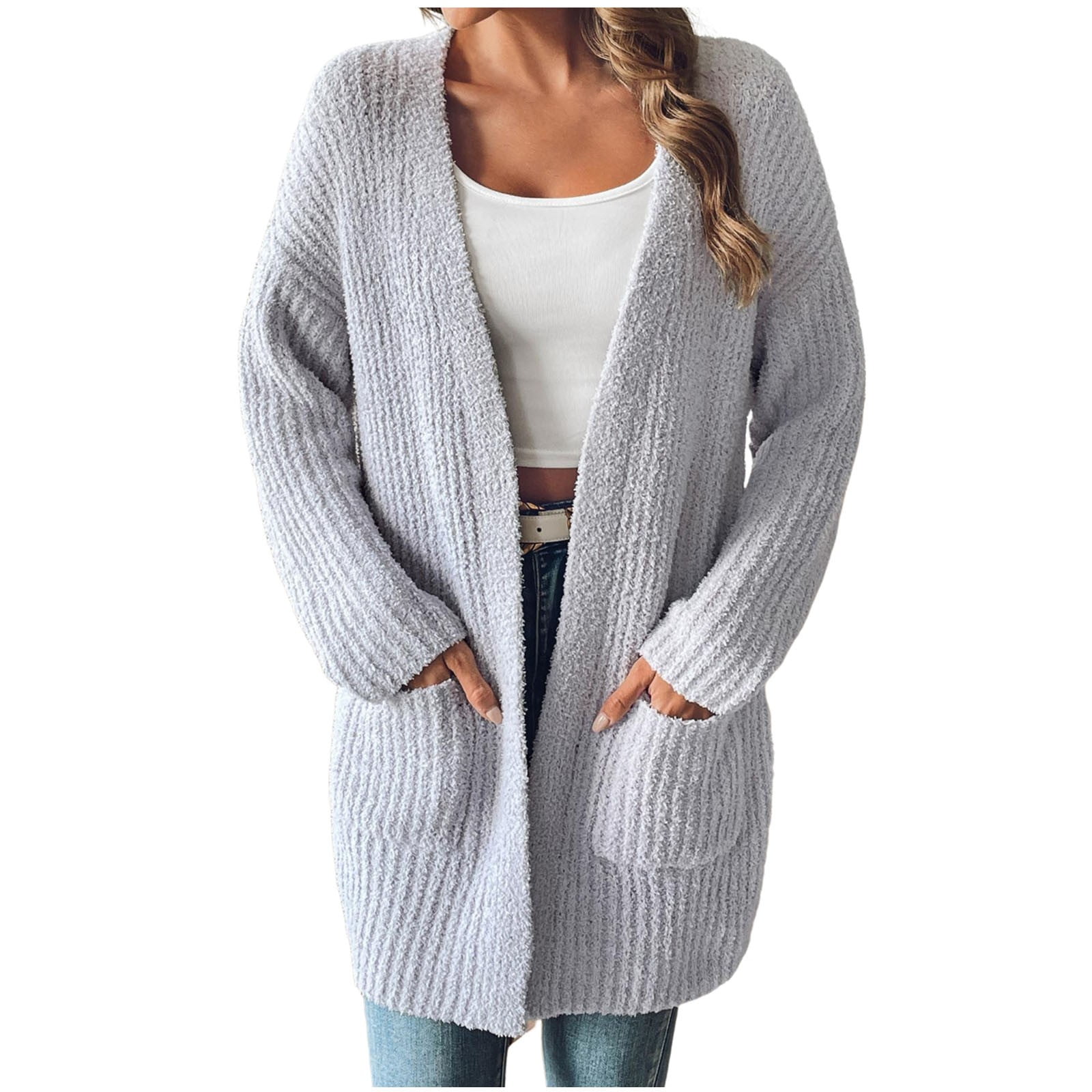 Kaemgyyd Womens Long Cardigan Sweaters Warm Open Front Oversized Knit ...