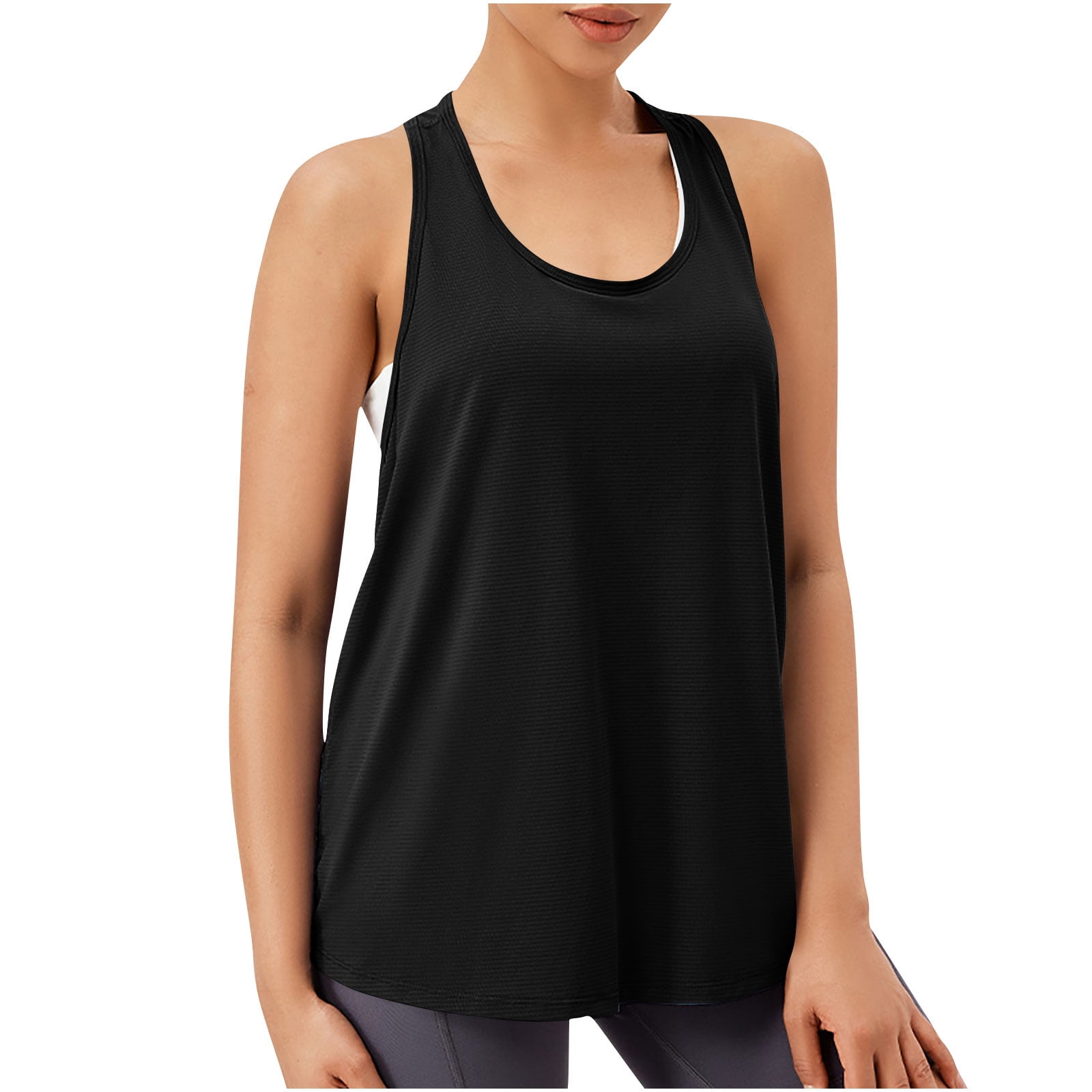 Kaemgyyd Workout Tops for Women Long Flowy Sleeveless Racerback Tunic ...