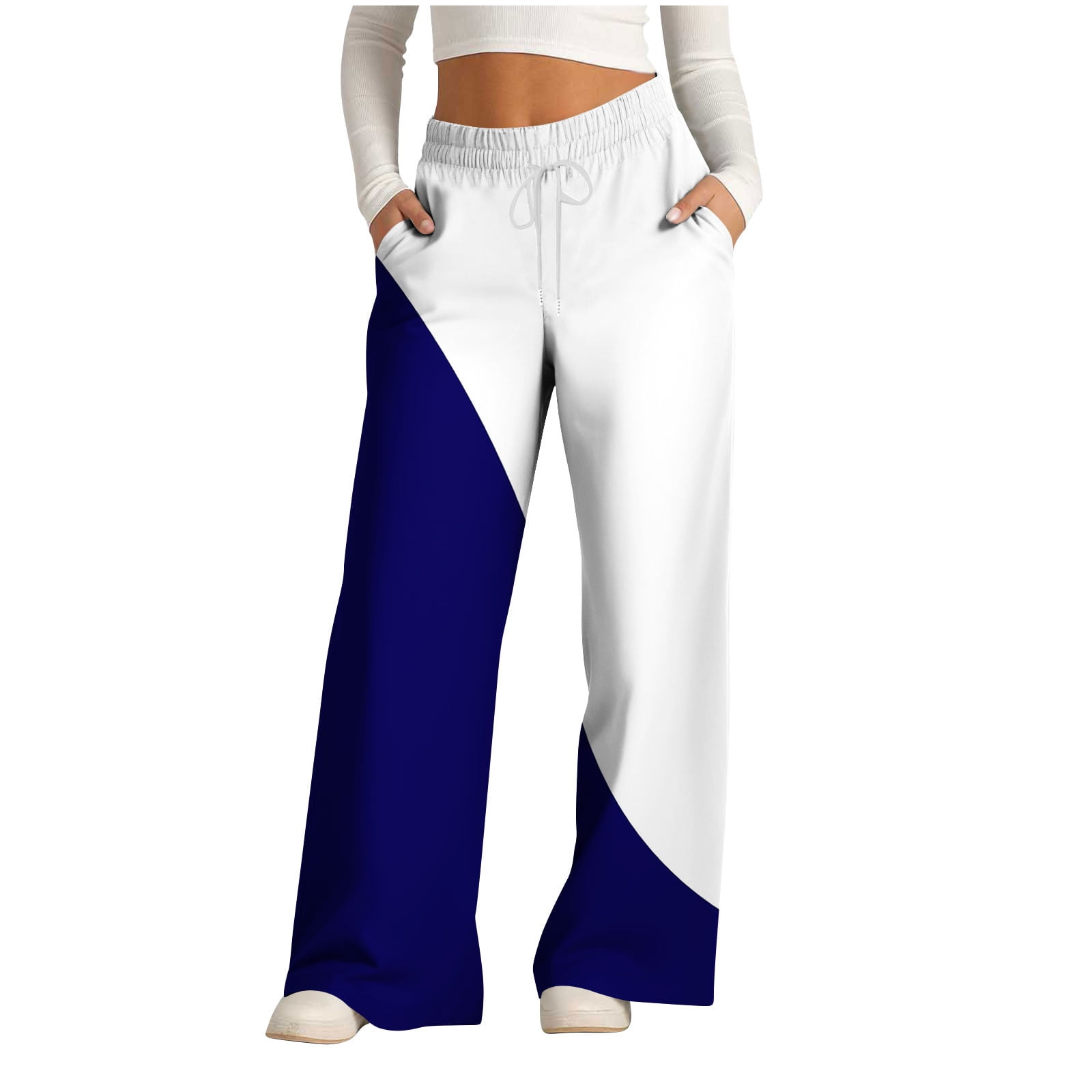 Kaemgyyd Pants for Women Drawstring Yoga Pants with Pockets Color Block ...