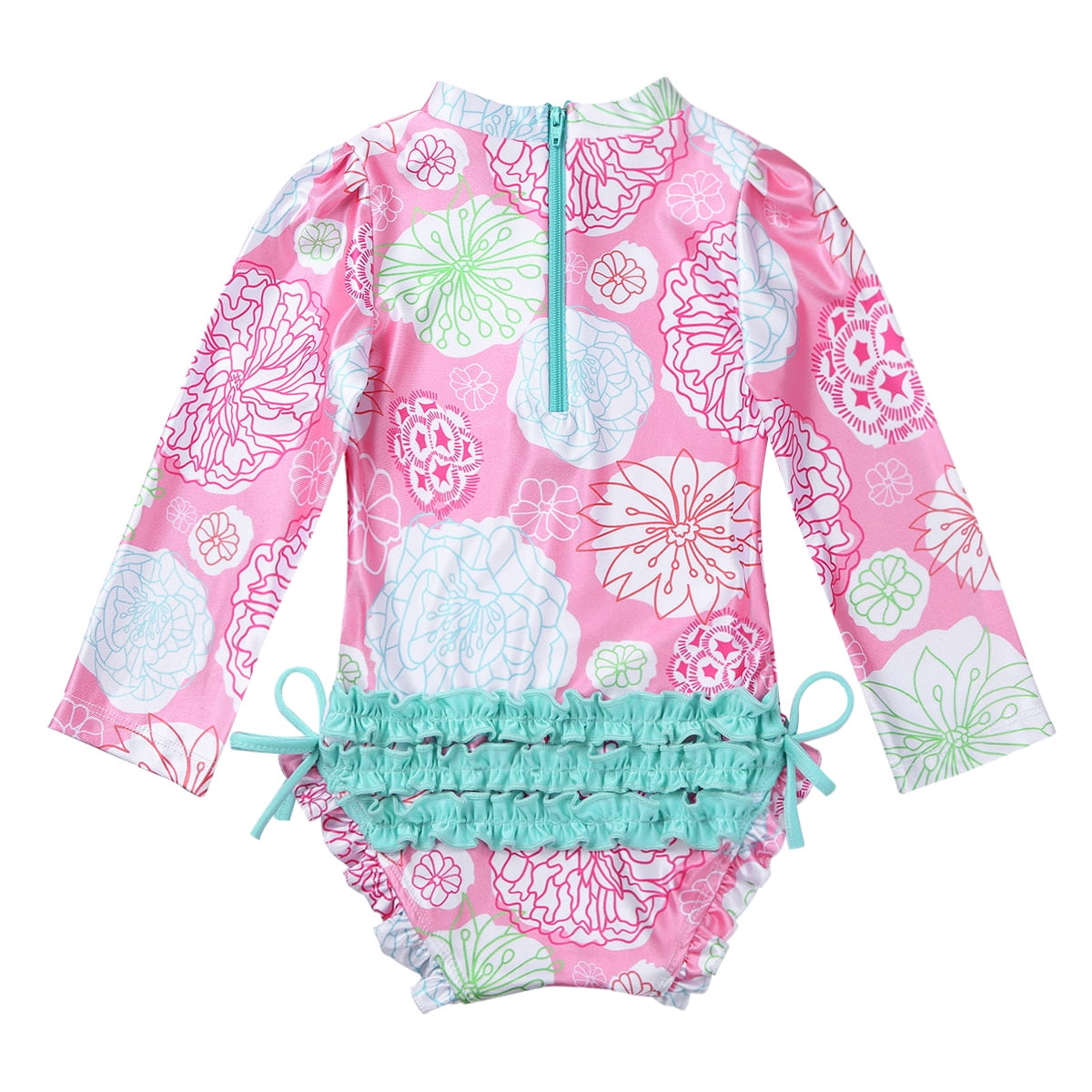 Kaerm Baby/Toddler Girls Long Sleeve Zip Swimwear UPF 50+ One Piece ...