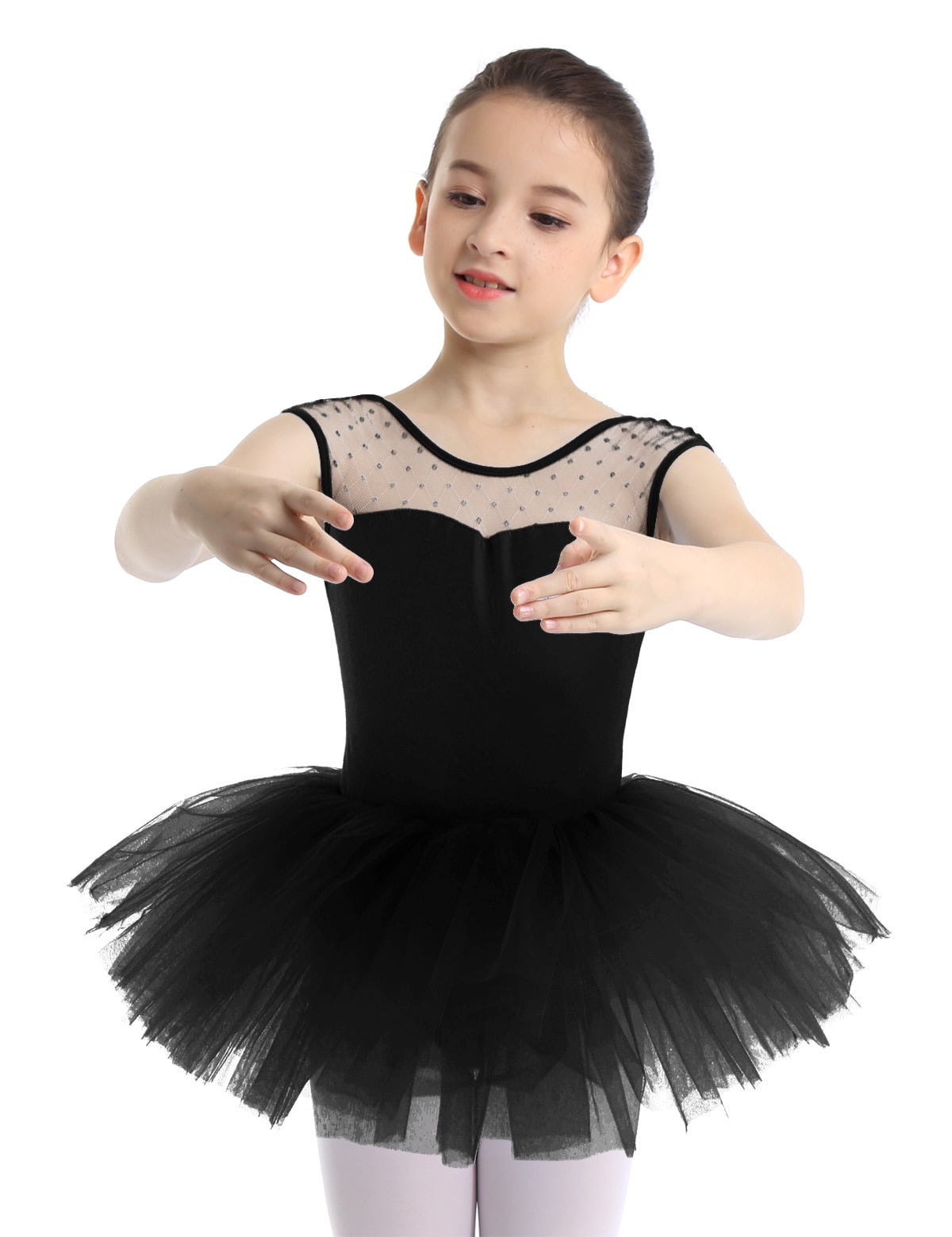 Kaerm Girls' Camisole Ballet Leotard Dress Mesh Splice Tutu Skirted ...
