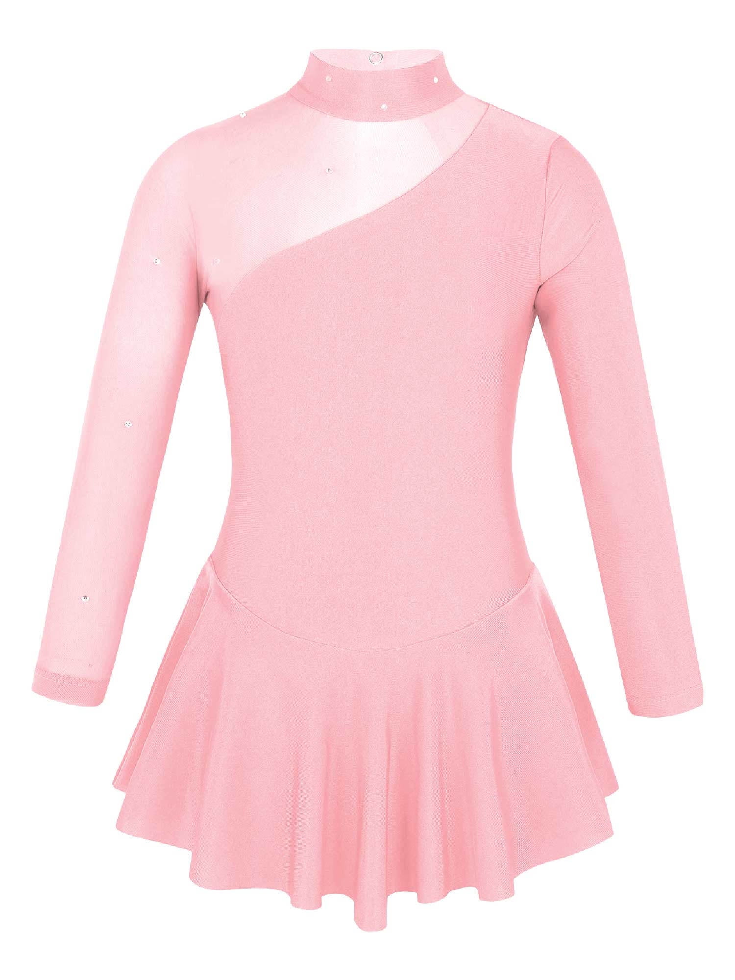 Kaerm Girls Figure Ice Skating Dress Long Sleeve Cutout Back Roller ...
