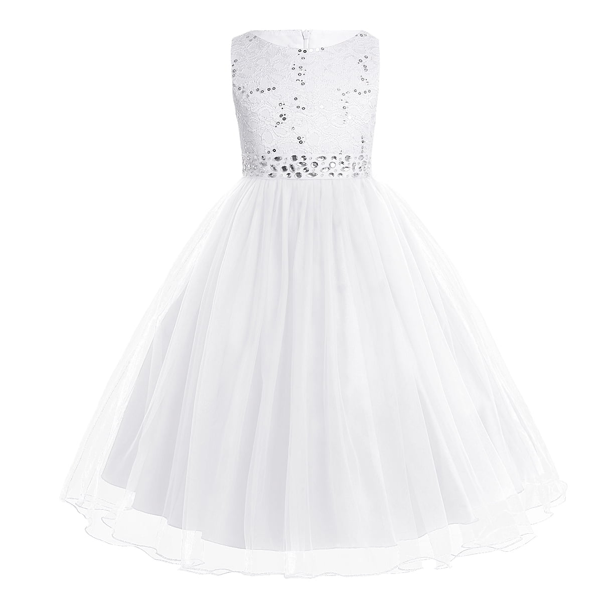 Kaerm Girls Glitter Lace Flower Girl Dress Princess Wedding Bridesmaid ...