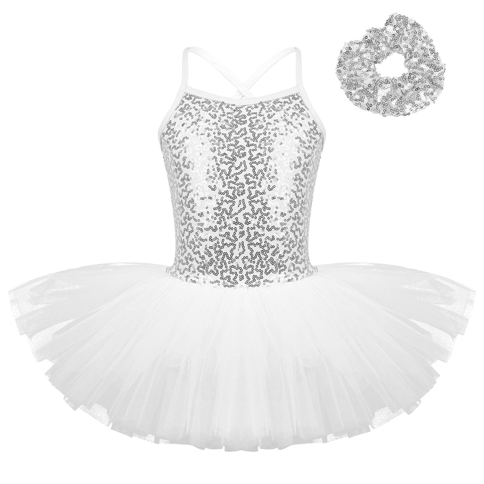 Kaerm Girls Sequin Ballet Tutu Dress Leotards Ballerina Outfit Dance ...