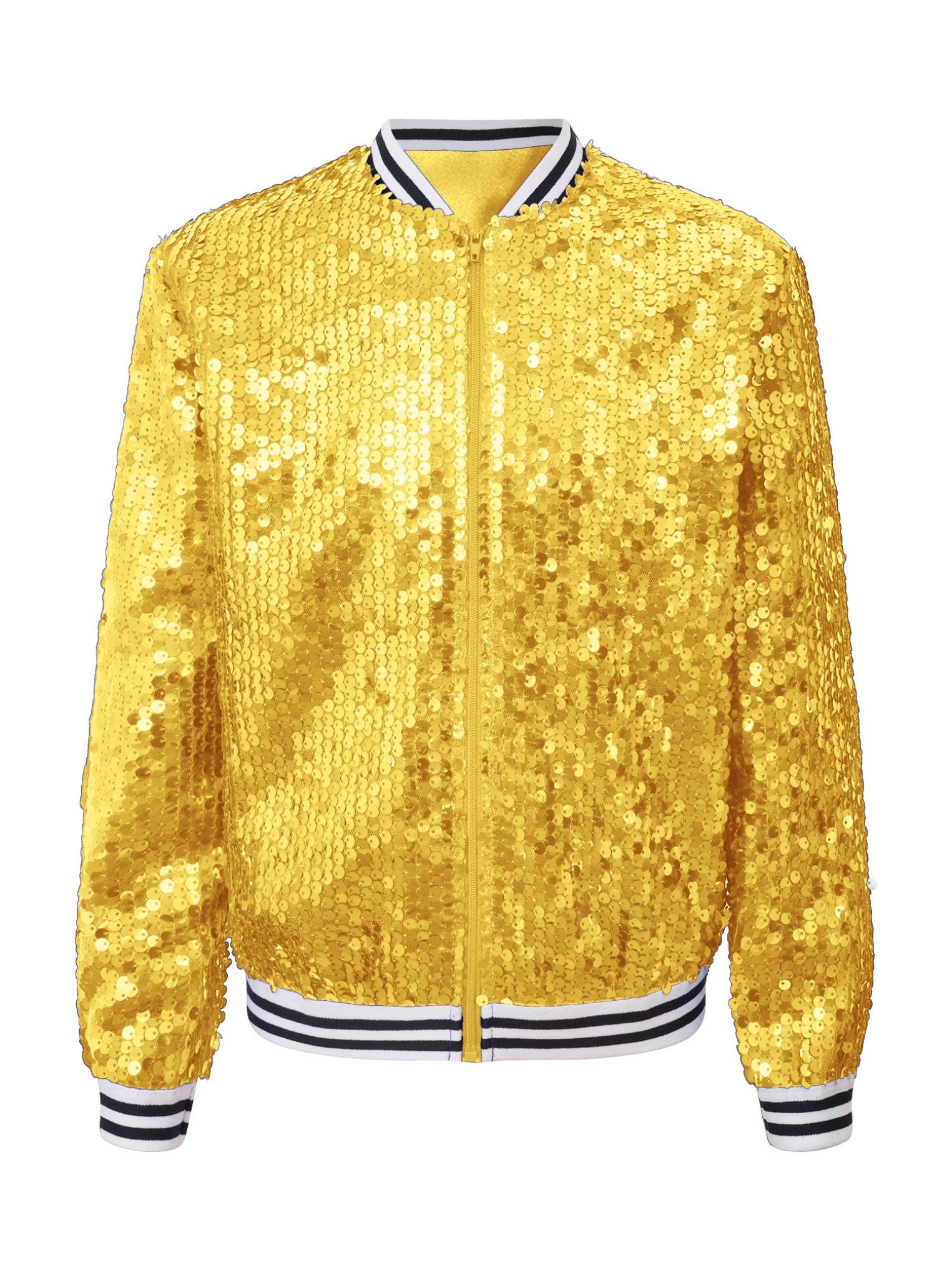 Kaerm Girls Sequin Bomber Jacket Lightweight Sparkle Long Sleeve Zipper ...