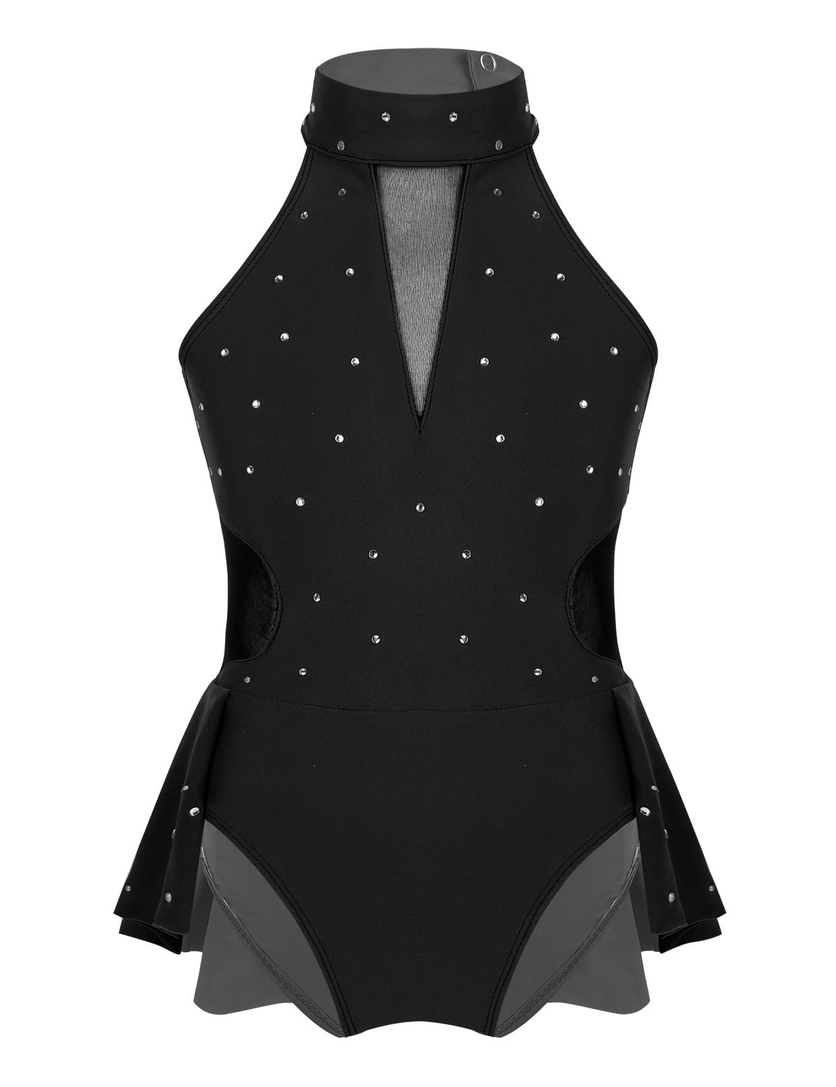 Kaerm Girls Sparkly Rhinestone Sleeveless Mock Neck Lyrical