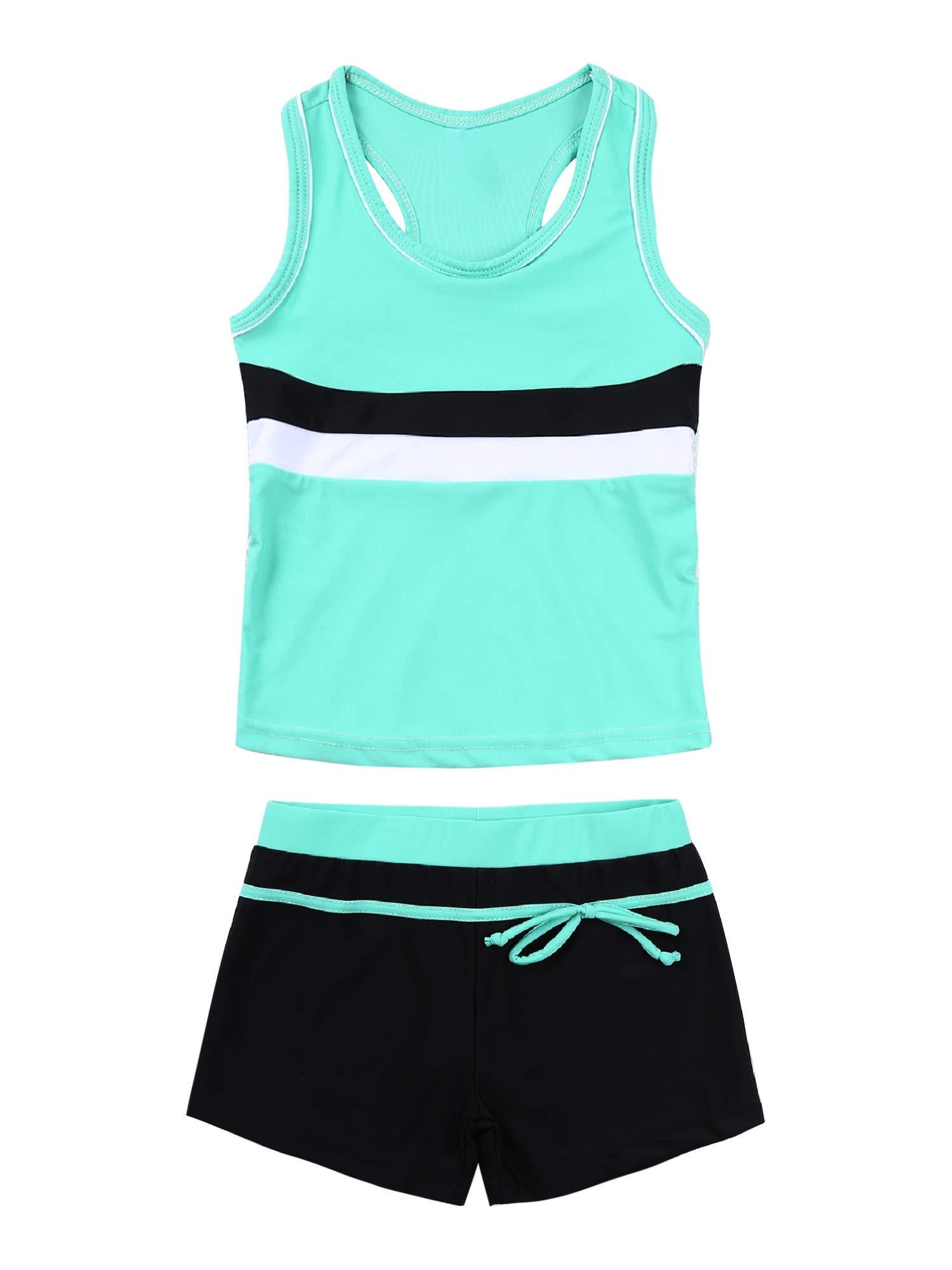 Kaerm Girls Two Piece Tankini Swimsuit with Boyshort Kids Bathing Suit ...