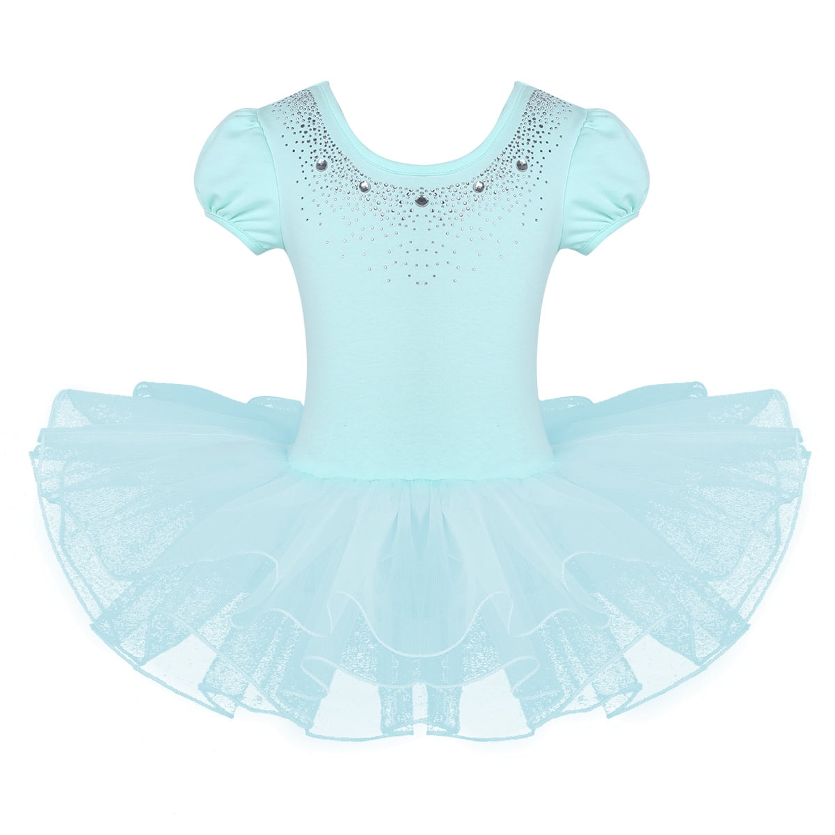 Kaerm Kid Girls Ballet Leotard Dress Ruffled Cap Sleeves Tutu Skirted ...