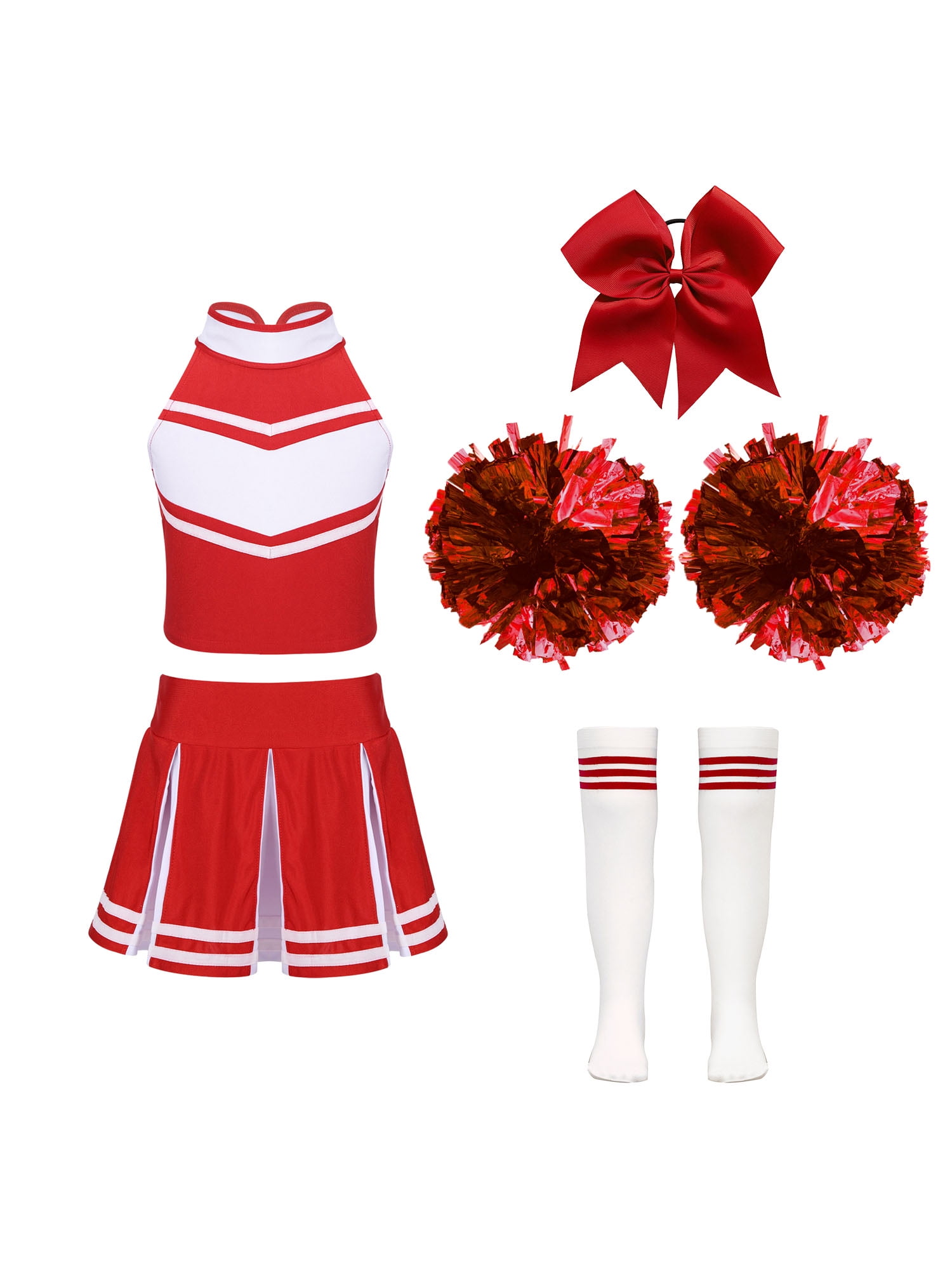 Kaerm Kids Girls Cheerleading Cheer Leader Uniform Dance Outfits Crop ...