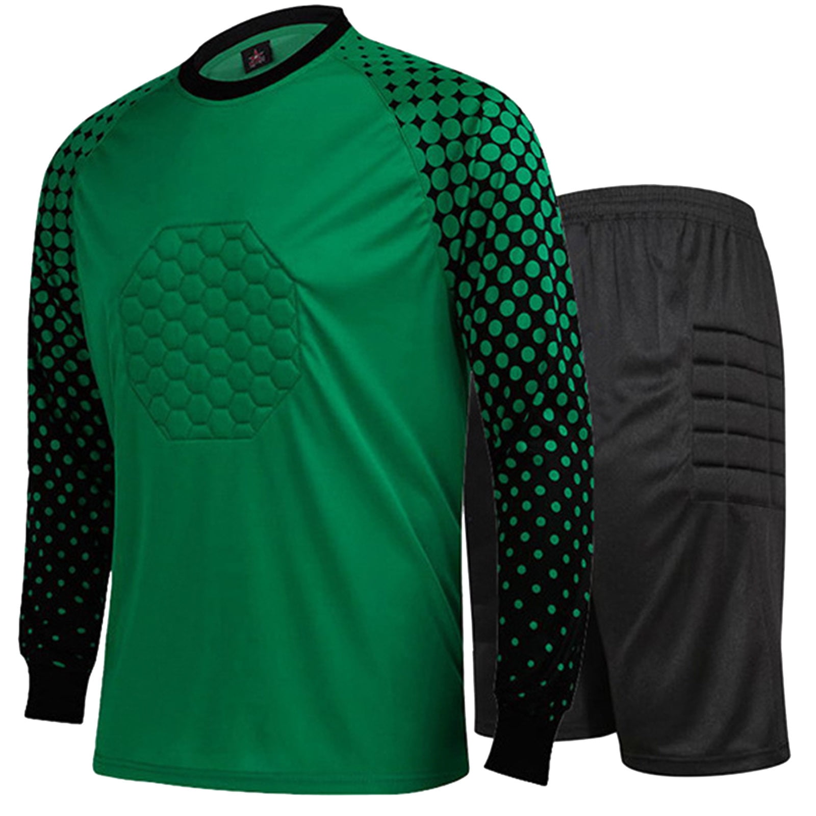 Kaerm Men's 2 Piece Soccer Goalkeeper Jersey Tracksuit Adult Padded ...