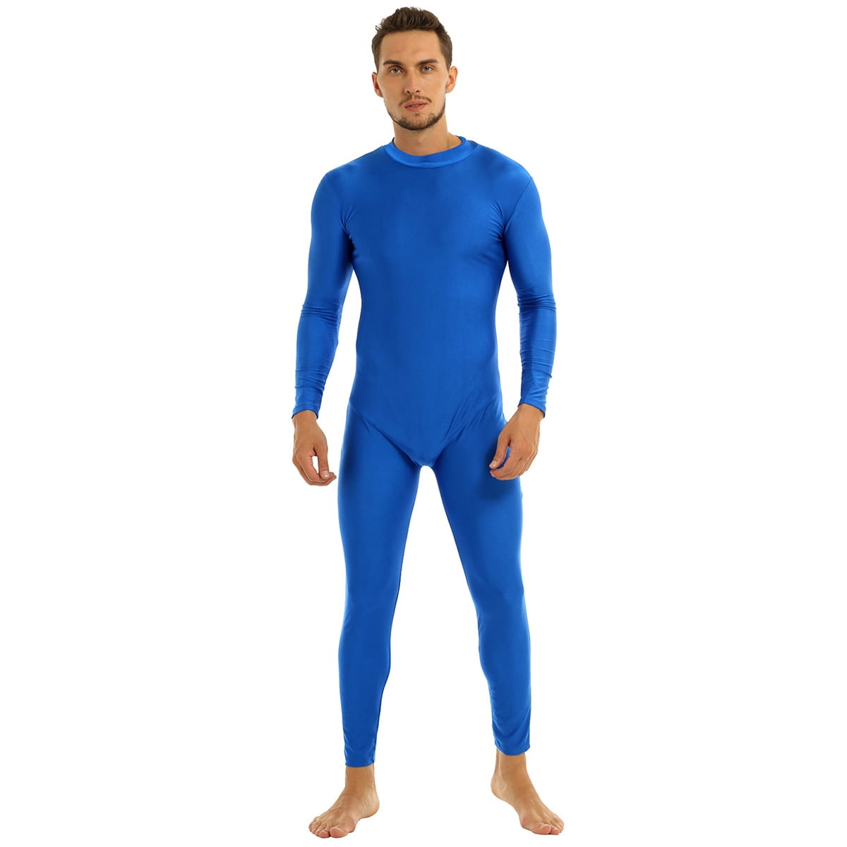 Kaerm Men's One Piece Full Body Unitard Leotard Back Zipper Long Sleeve ...