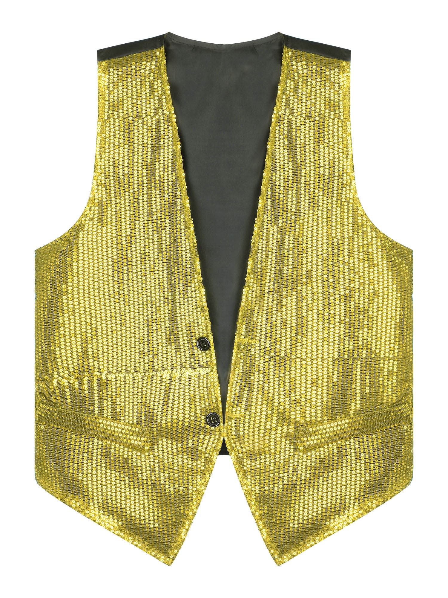 Kaerm Men's Sequin Vest Shiny Suit Vest V-Neck Party Dress Jacket ...