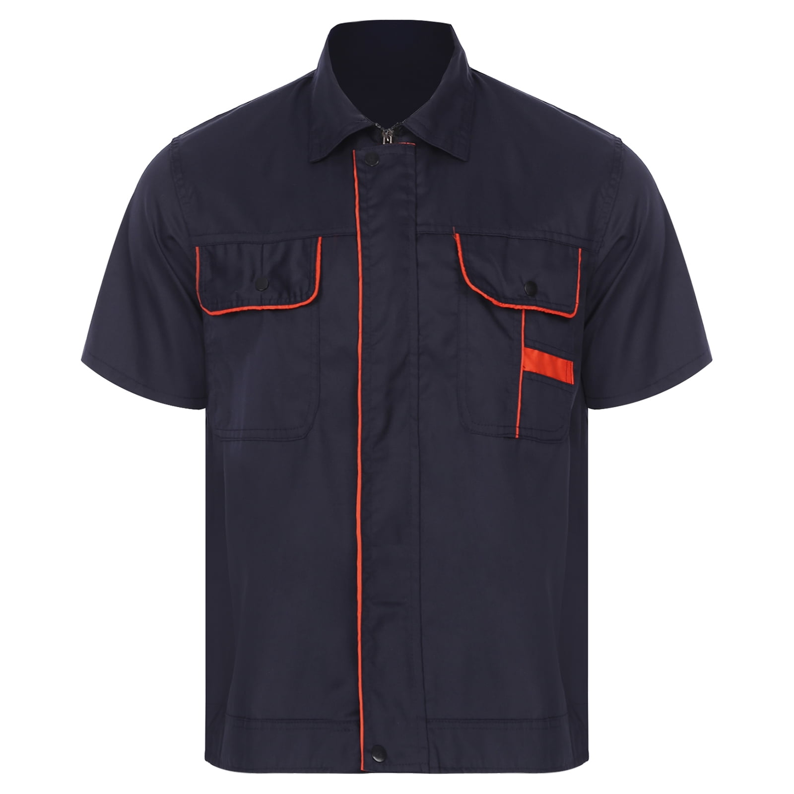 Kaerm Men's Short Sleeve Cargo Shirt Repair Workshop Work Wear Lapel ...