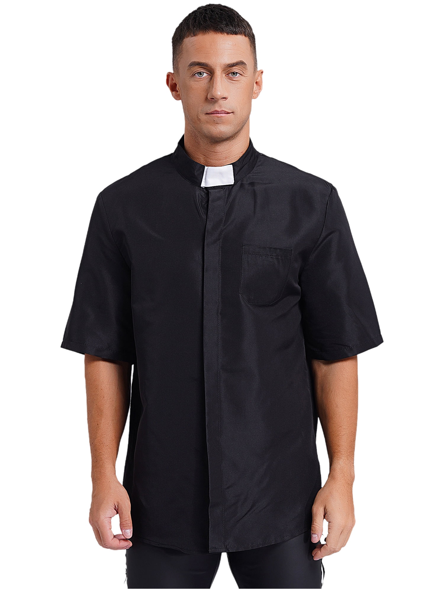 Kaerm Men's Short Sleeves Tab Collar Clergy Shirt Blessed Priest ...