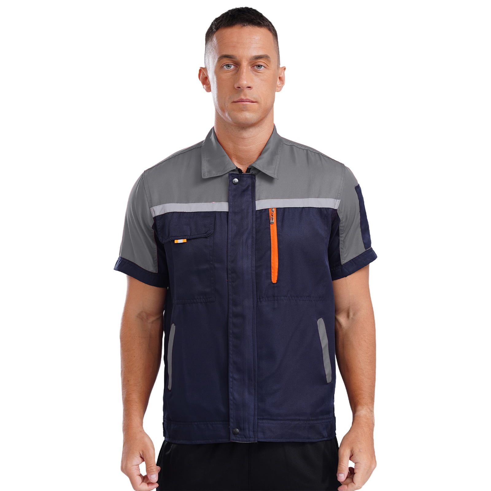 Kaerm Mens Long Sleeve Reflective Stripes Work Jacket Work Shirt ...