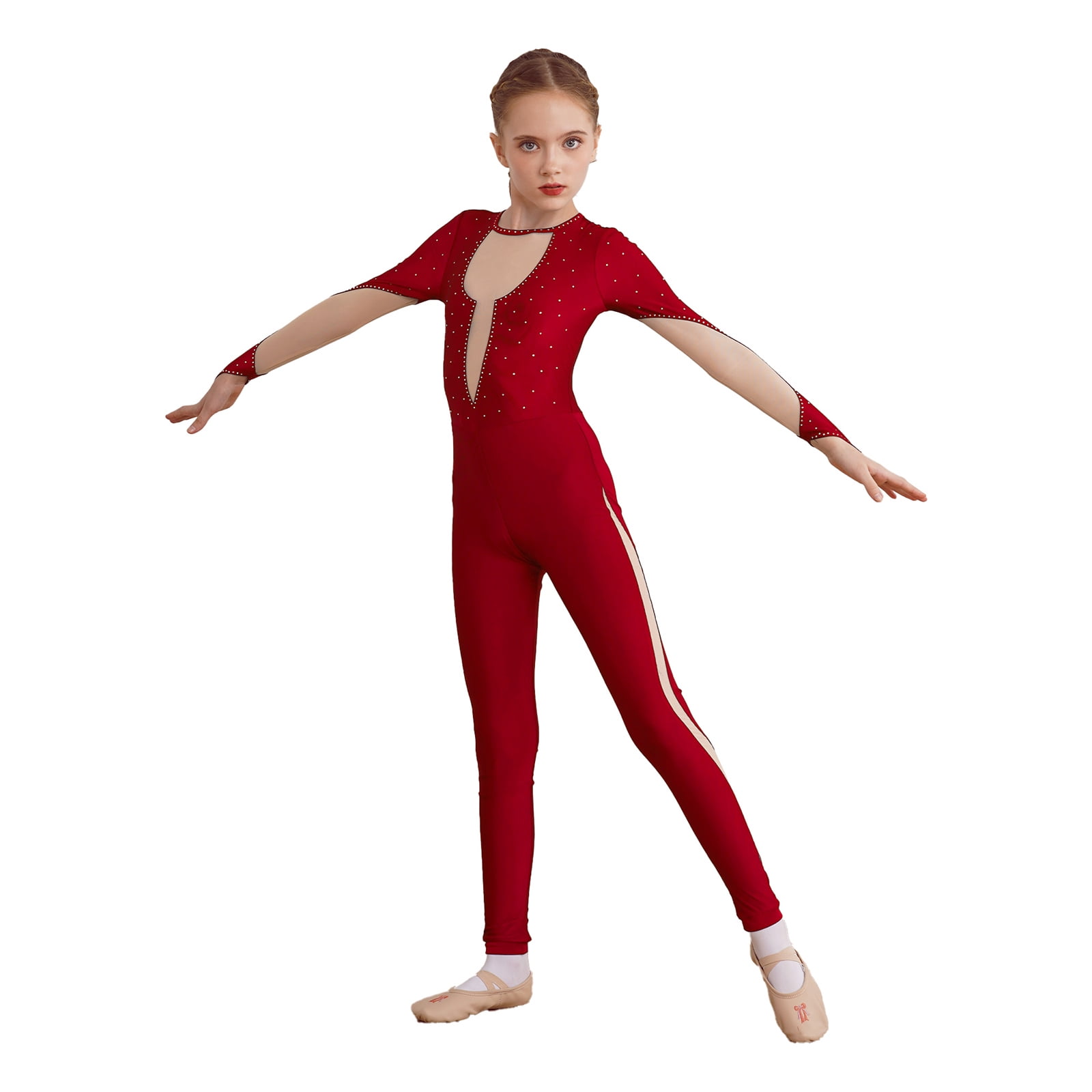 Kaerm Toddler Girls Full Body Gymnastics Unitards Skating Jumpsuit One ...