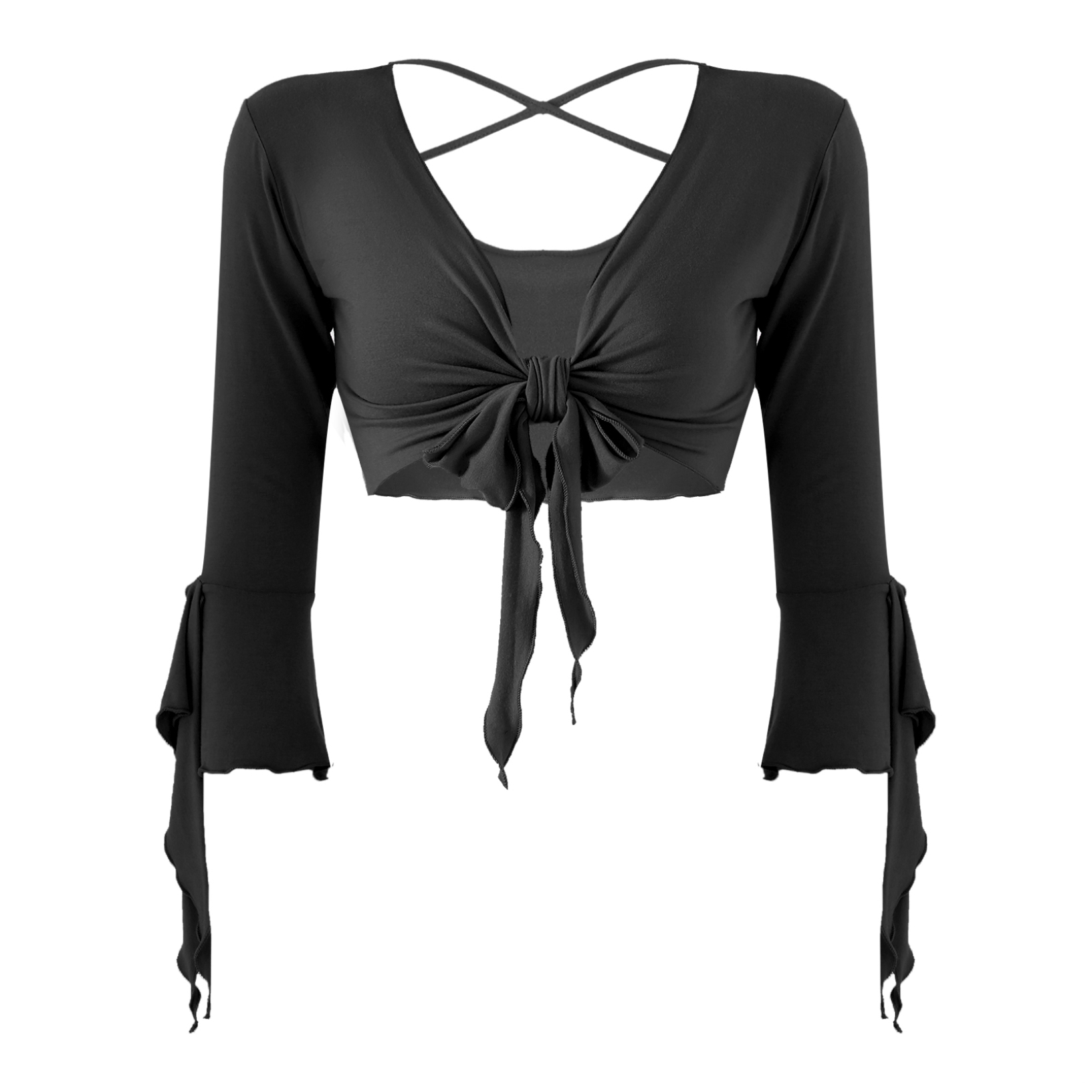 Kaerm Women Ballet Wrap Top Belly Dance V Neck 3/4 Sleeve Self Tie ...