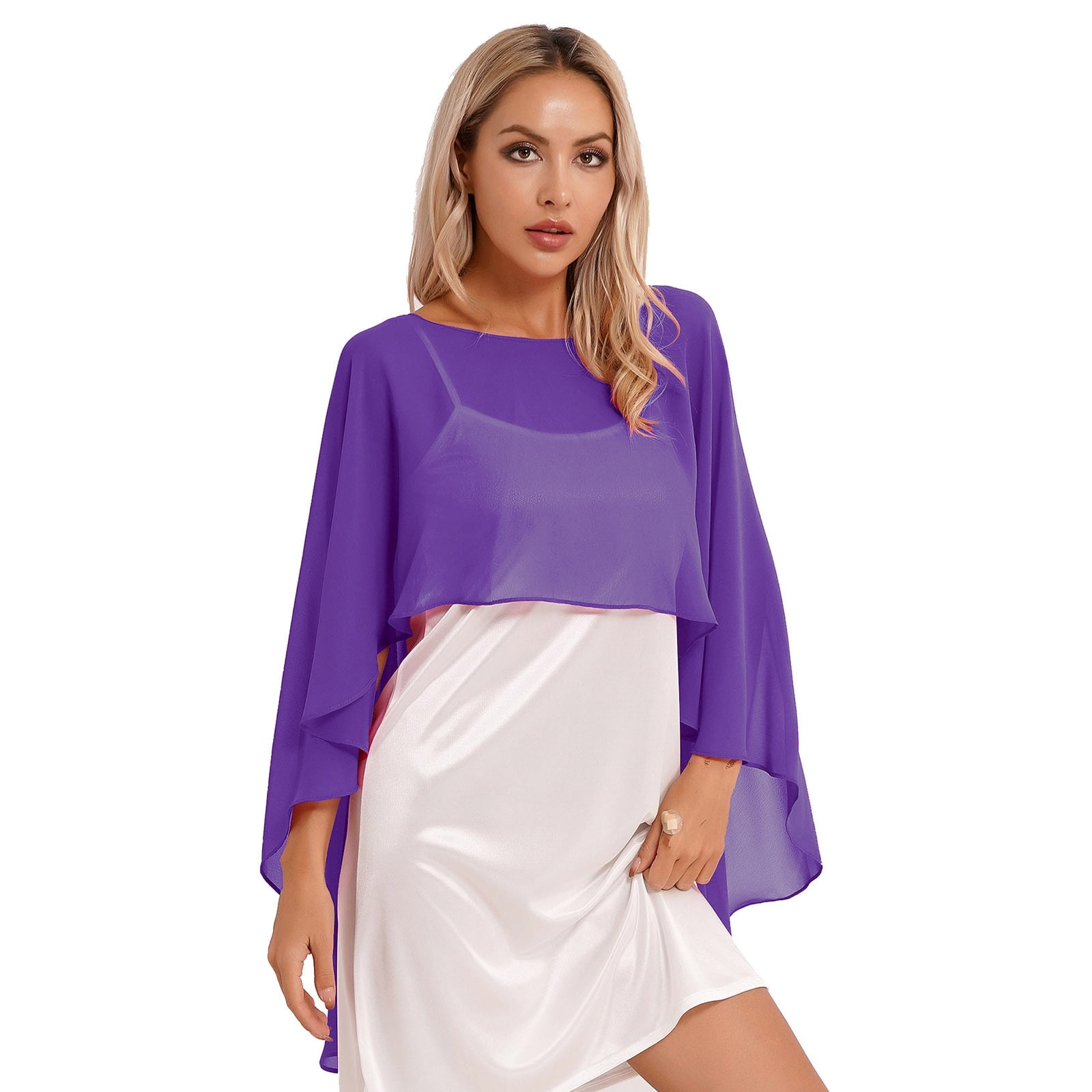Kaerm Women Chiffon Capes Soft Shawls and Wraps Capelets for Evening ...