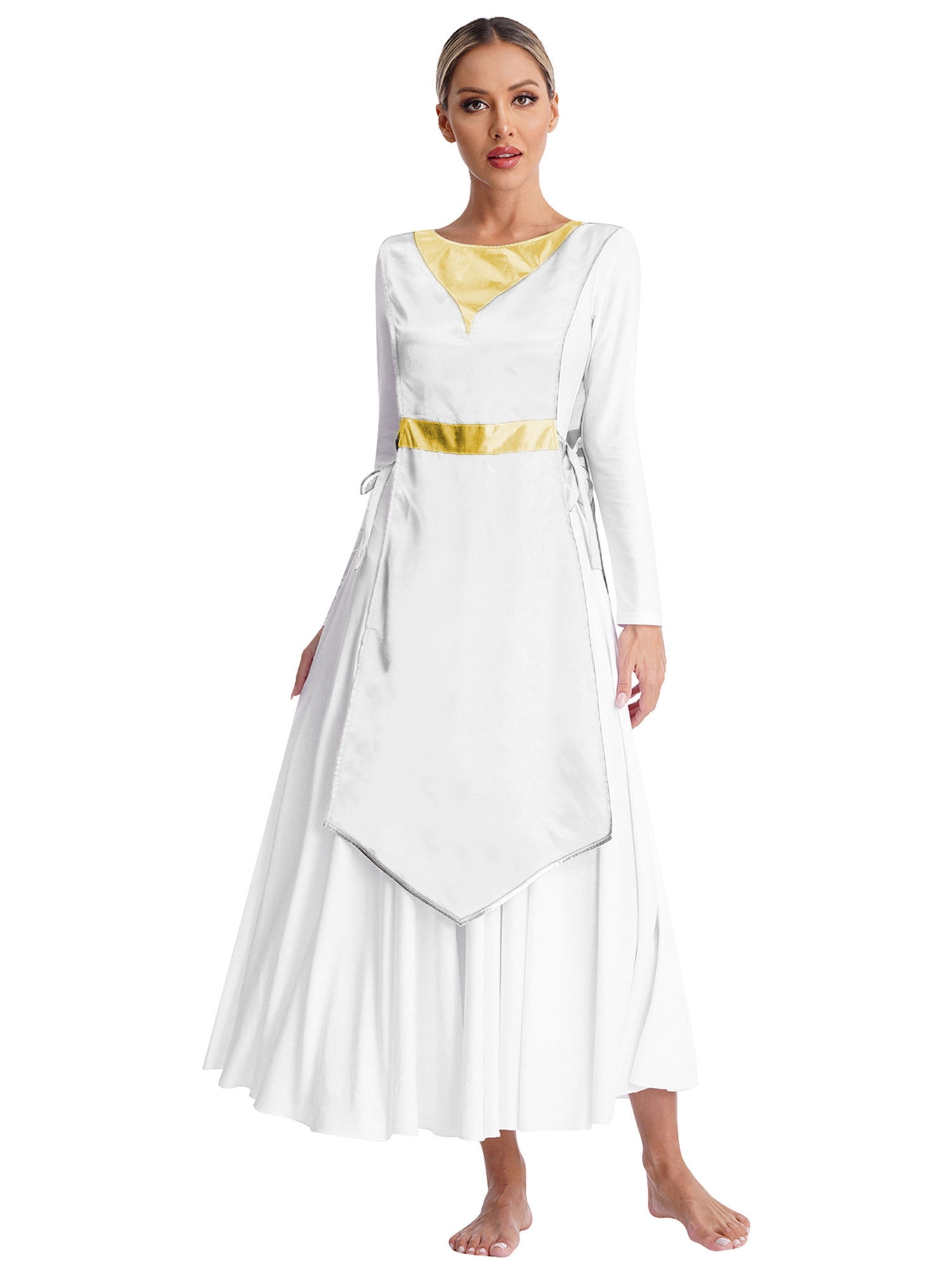Kaerm Women Metallic Praise Liturgical Lyrical Dance Dress Lace-Up ...