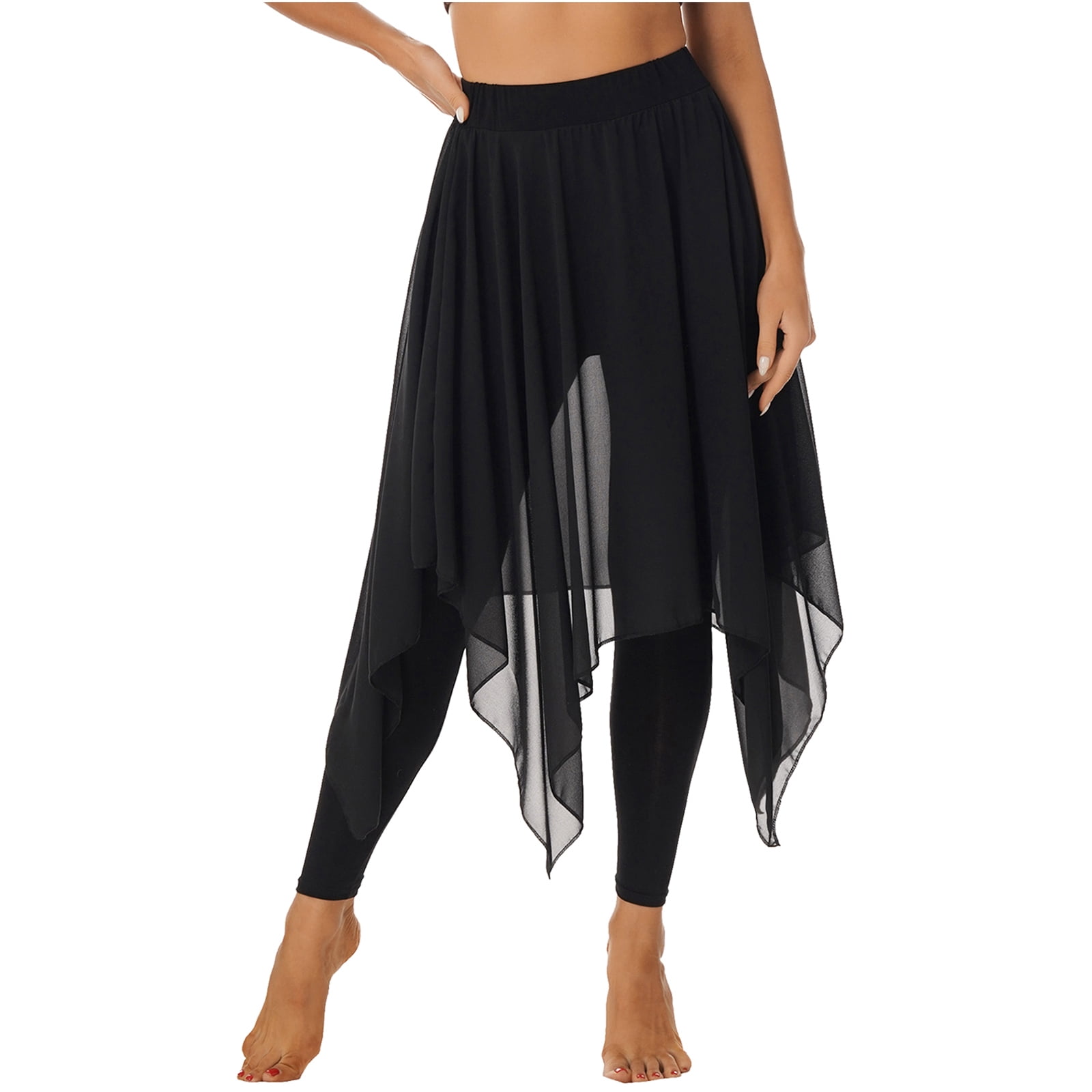 Kaerm Women's Belly Dance Asymmetrical Chiffon Skirt Yoga Clothing with ...