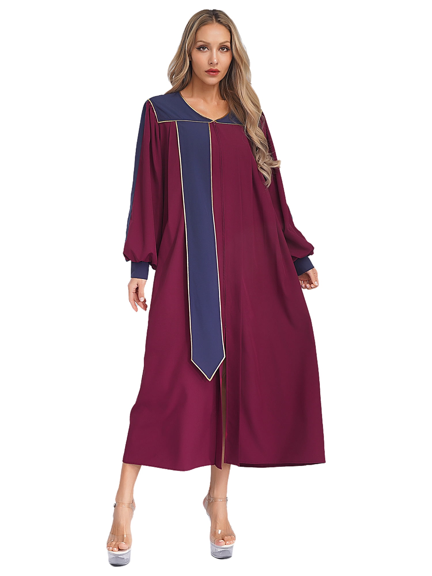 Kaerm Women's Cassock Robe Church Choir Robe V-neck Puff Sleeve ...