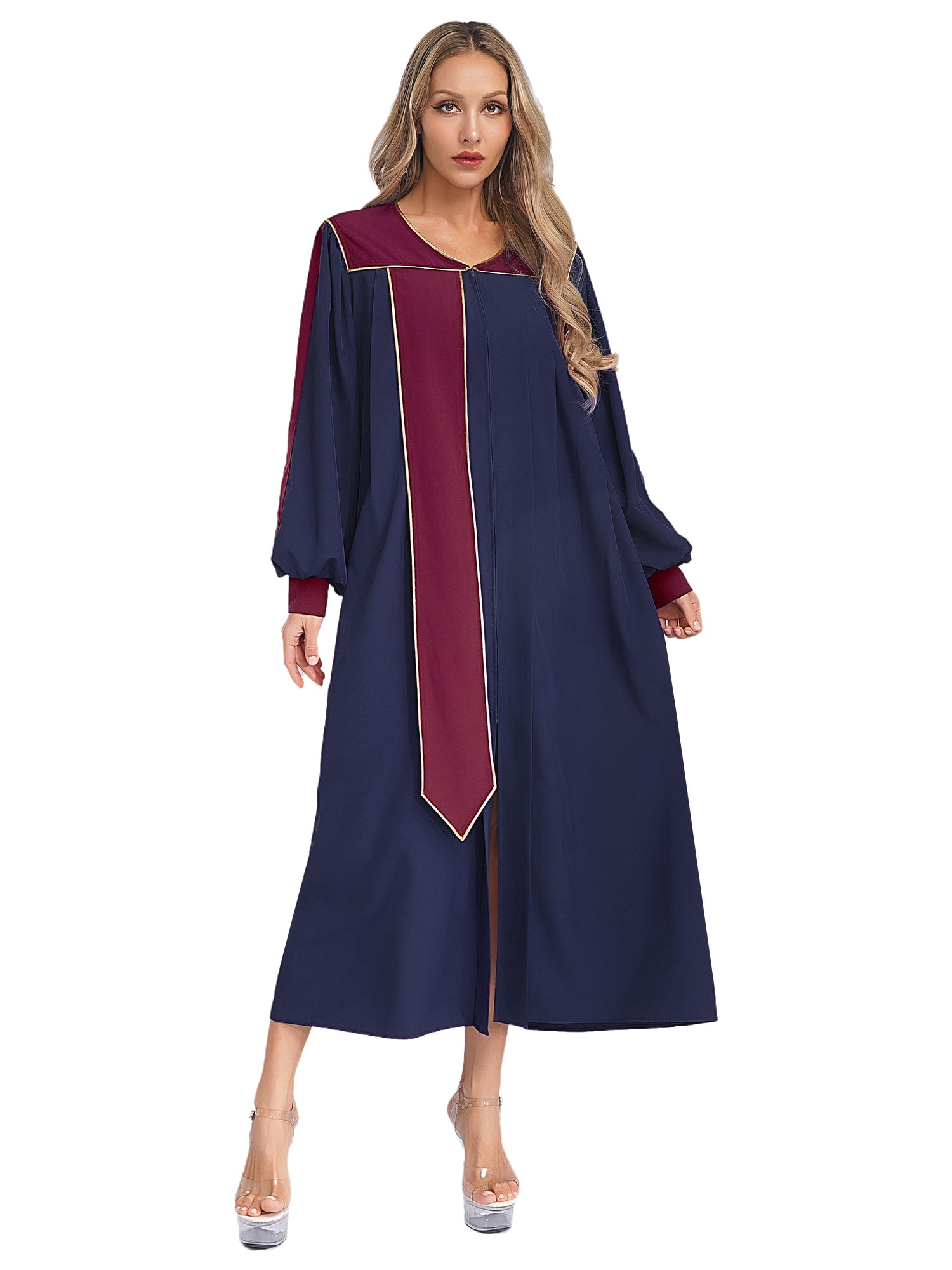 Kaerm Women's Cassock Robe Church Choir Robe V-neck Puff Sleeve ...