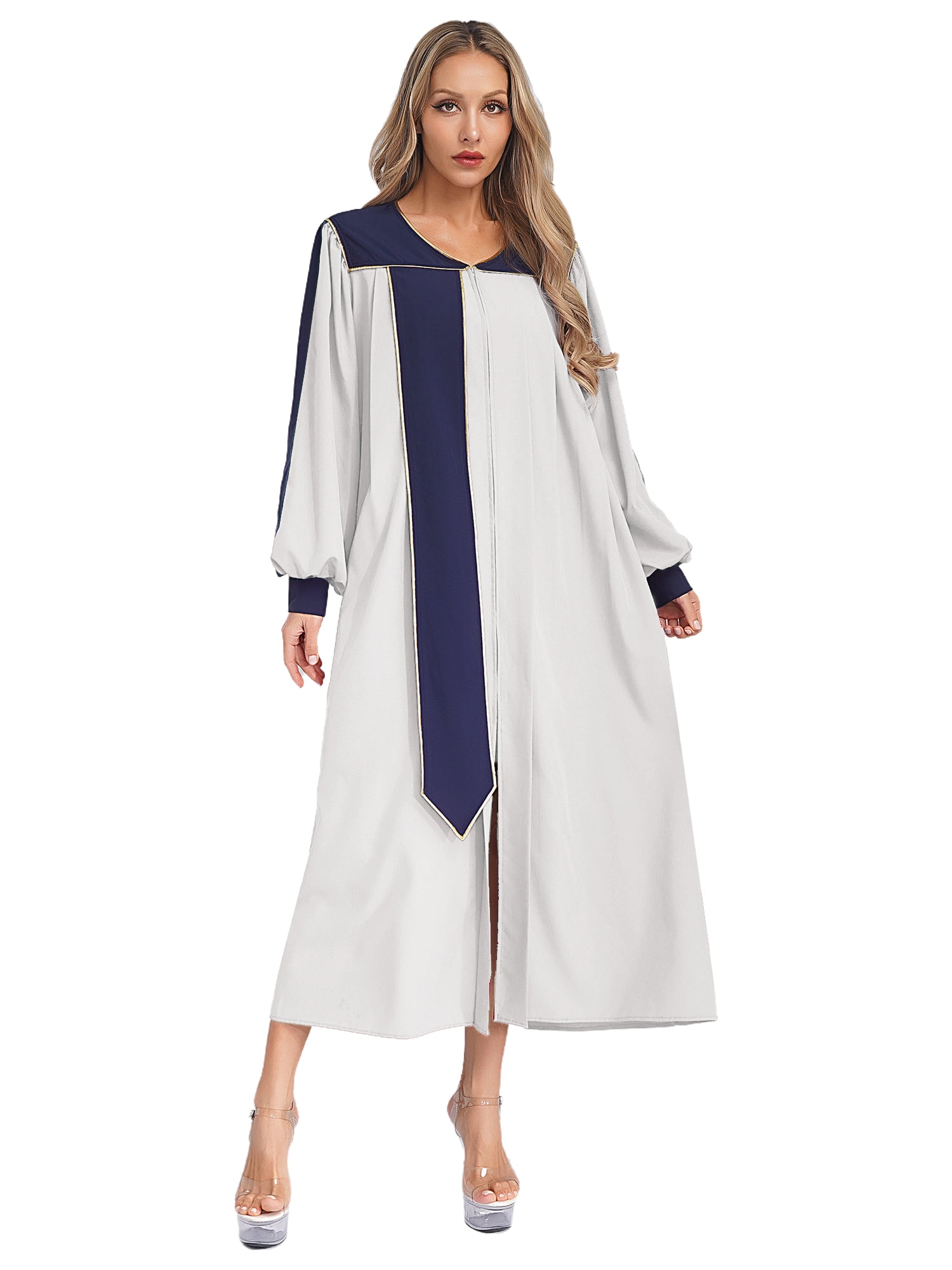Kaerm Women's Cassock Robe Church Choir Robe V-neck Puff Sleeve ...