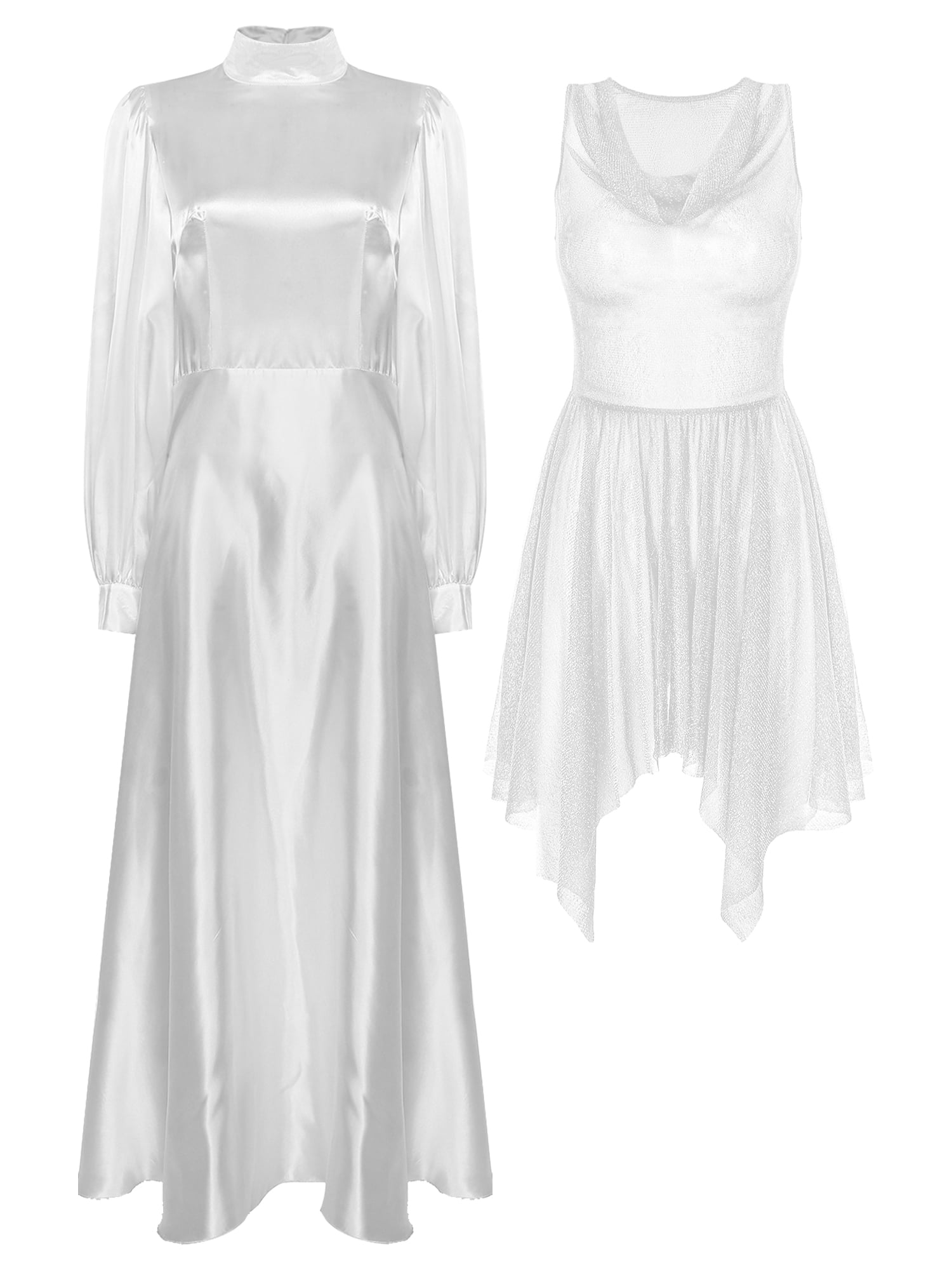 Kaerm Women's Praise Dance Outfit Long Sleeve Maxi Dress with See ...