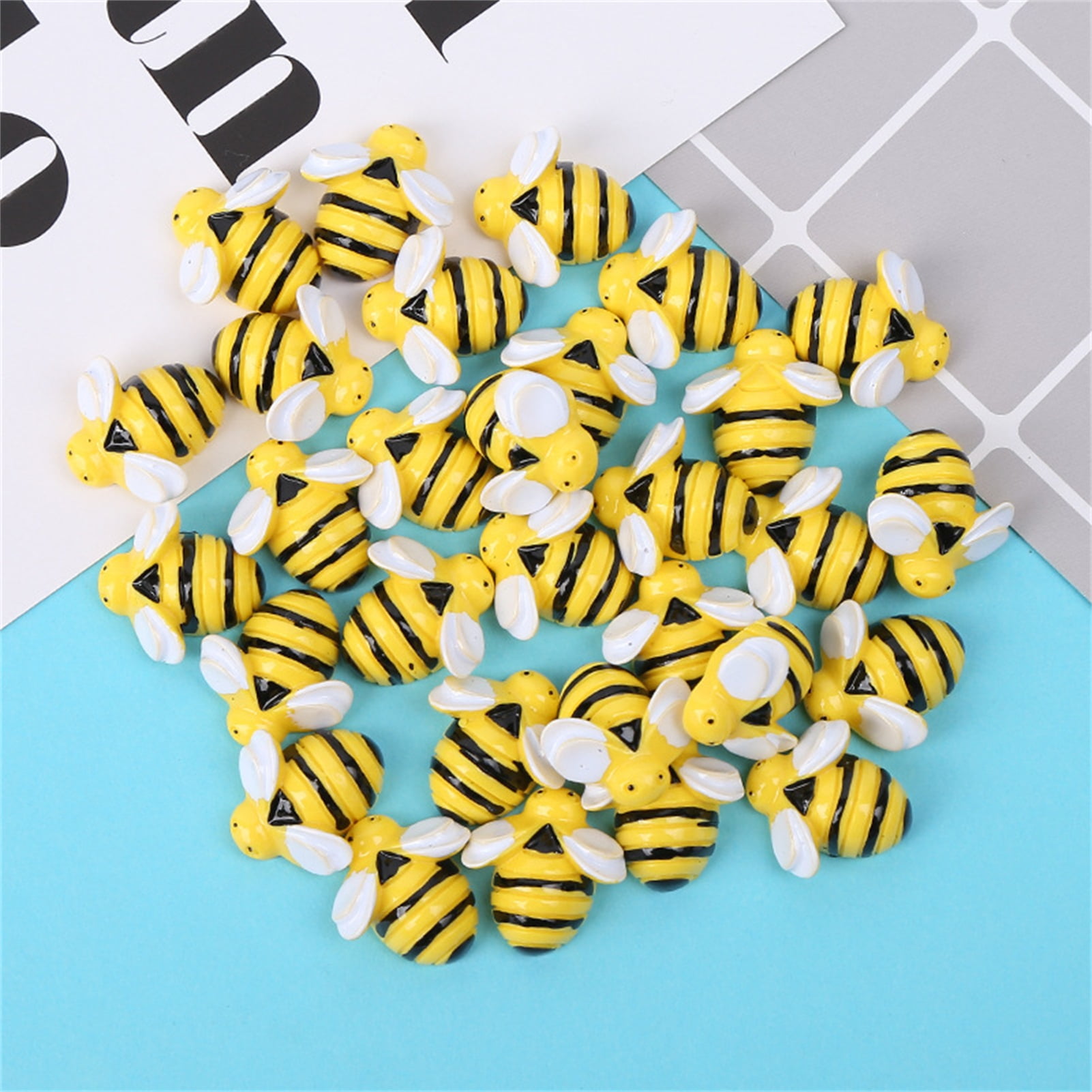 Kaesi 10Pcs Bee Shape Mini Animals Decor Bright Color Resin Cartoon ...